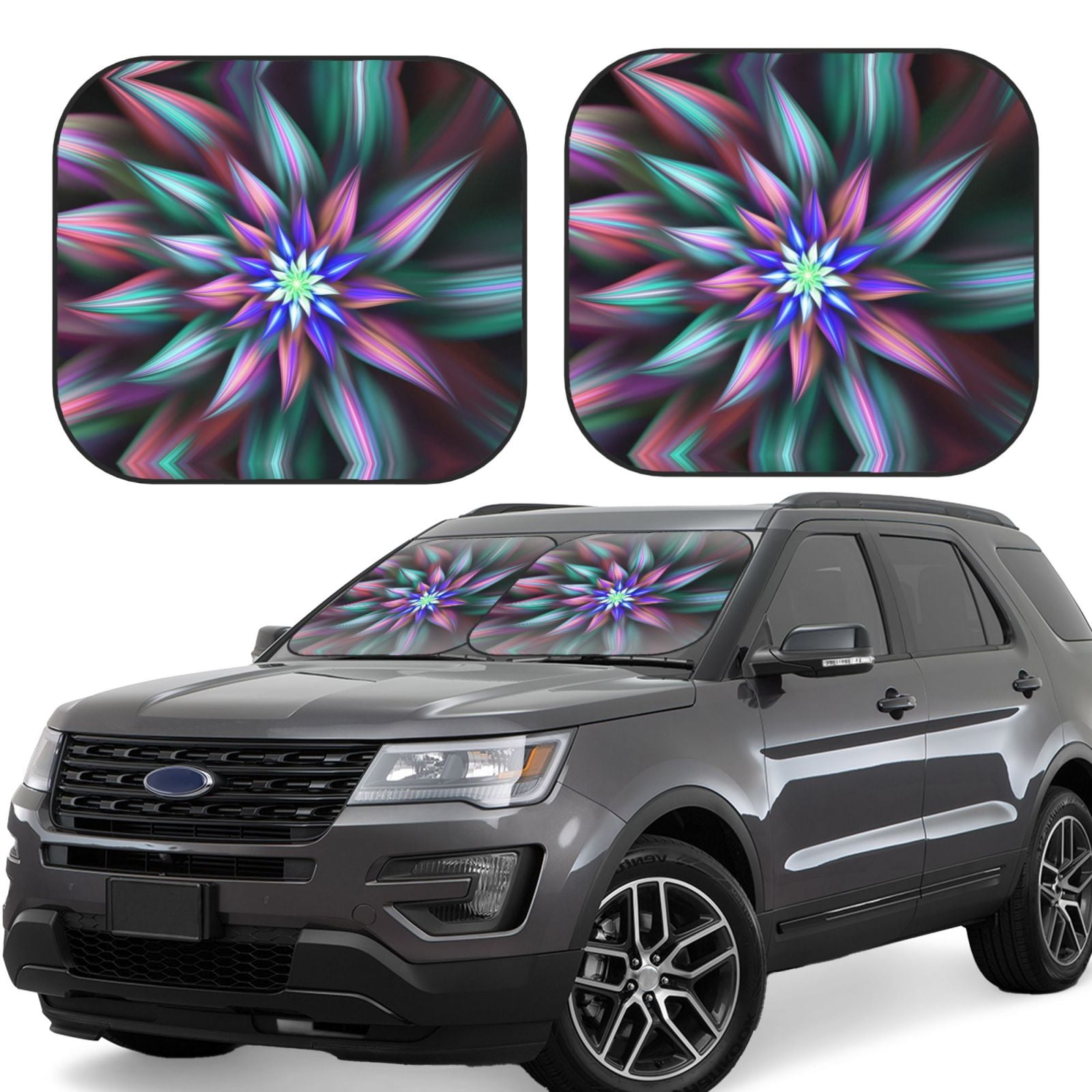 Car Windshield Sun Shade Foldable, Colored Abstract 2 Piece Car Sun ...