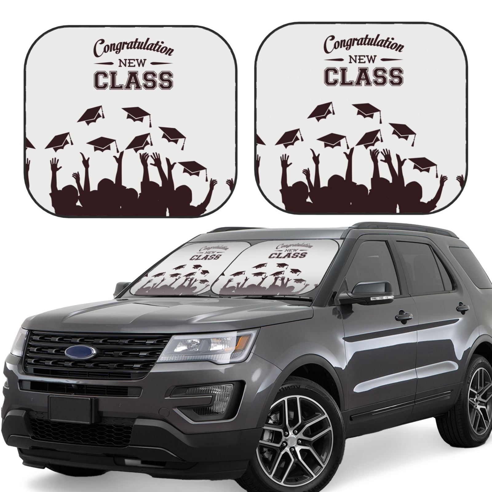 Car Windshield Sun Shade Foldable, Congratulation New Class 2 Piece Car ...