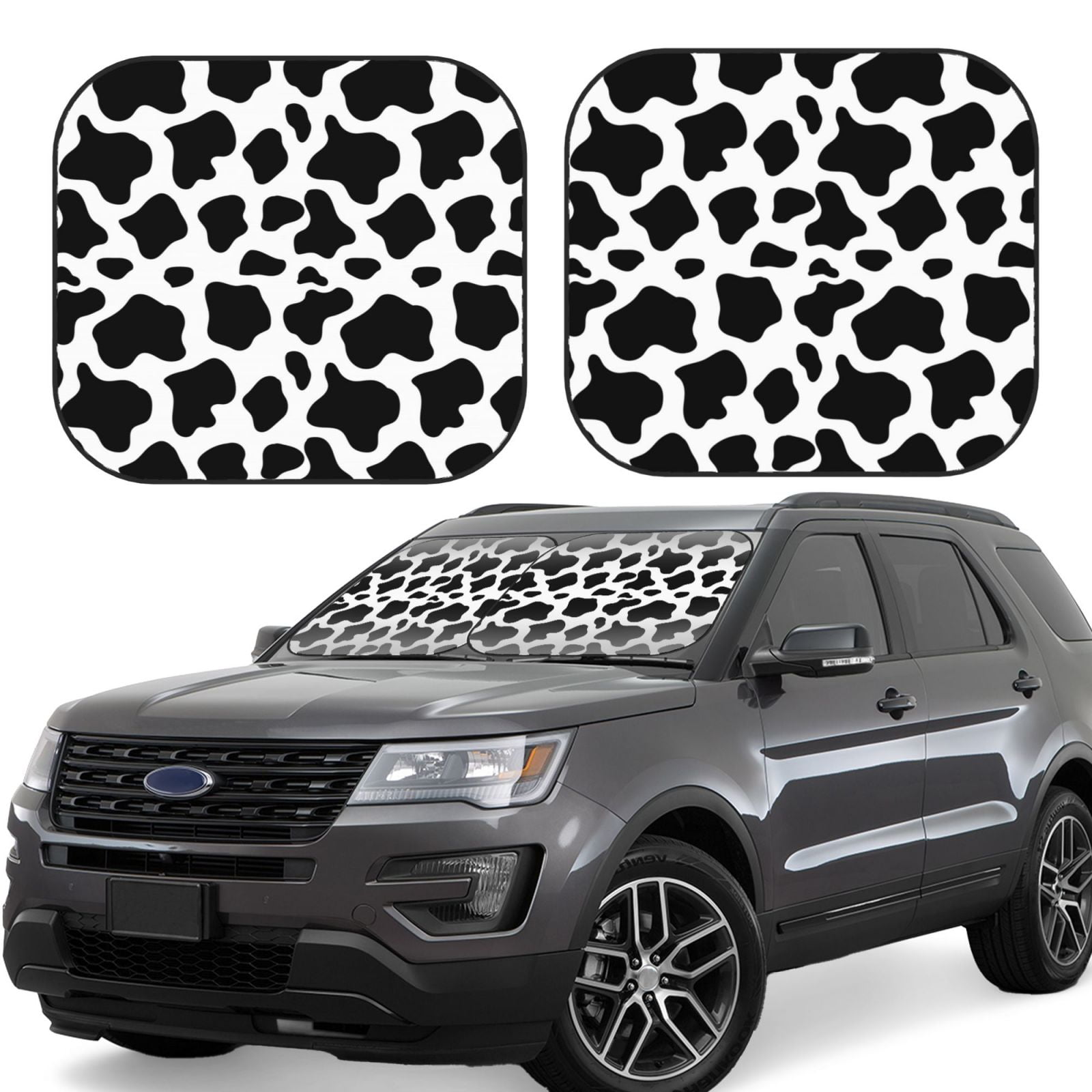 Car Windshield Sun Shade Foldable, Cow print pattern 2 Piece Car Sun ...