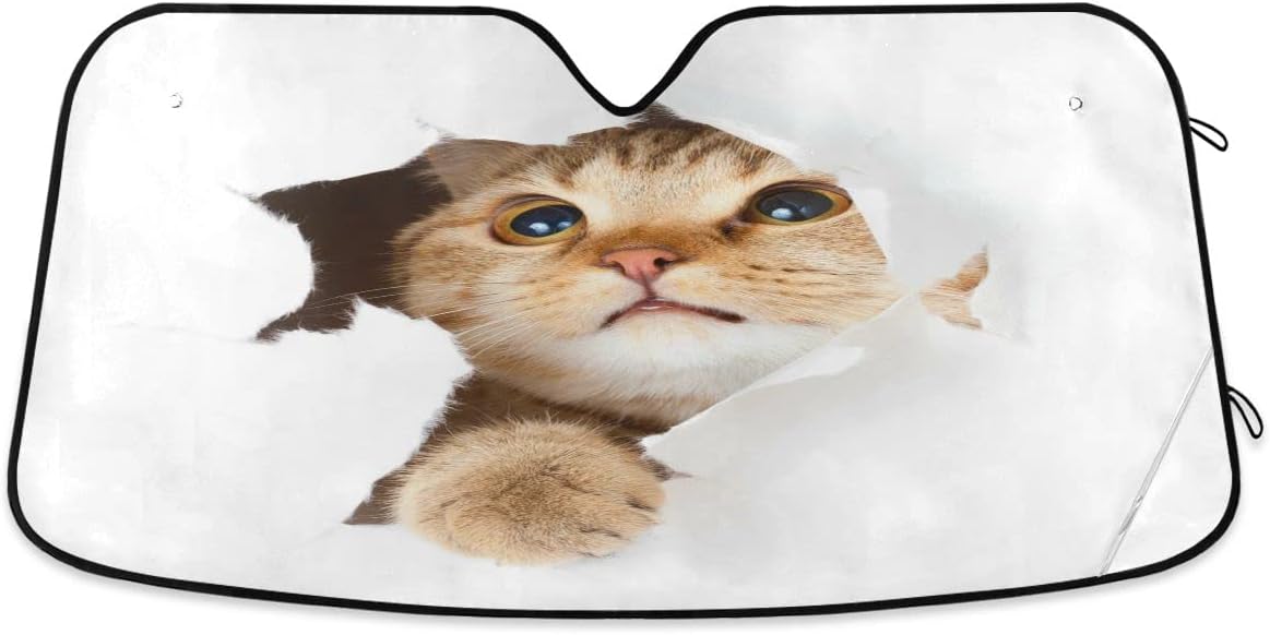 Car Windshield Sun Shade Foldable, Cute Cat Sun Shade for Car Truck ...