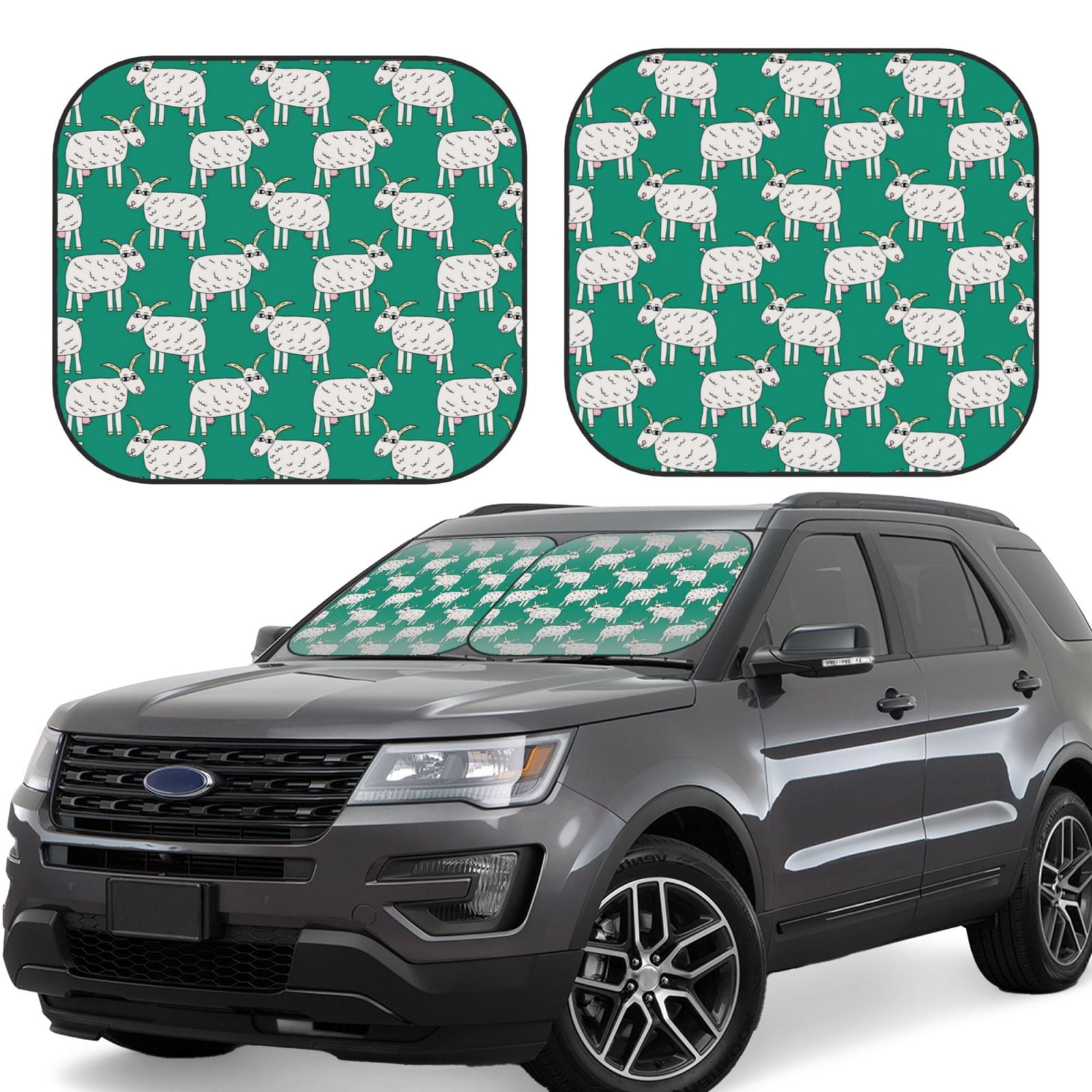 Car Windshield Sun Shade Foldable, Cute cartoon doodle goat green 2 ...