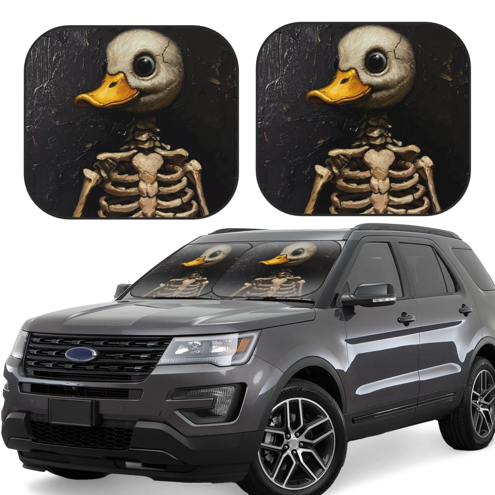 Car Windshield Sun Shade Foldable, Duck Bones 2 Piece Car Sun Shade ...