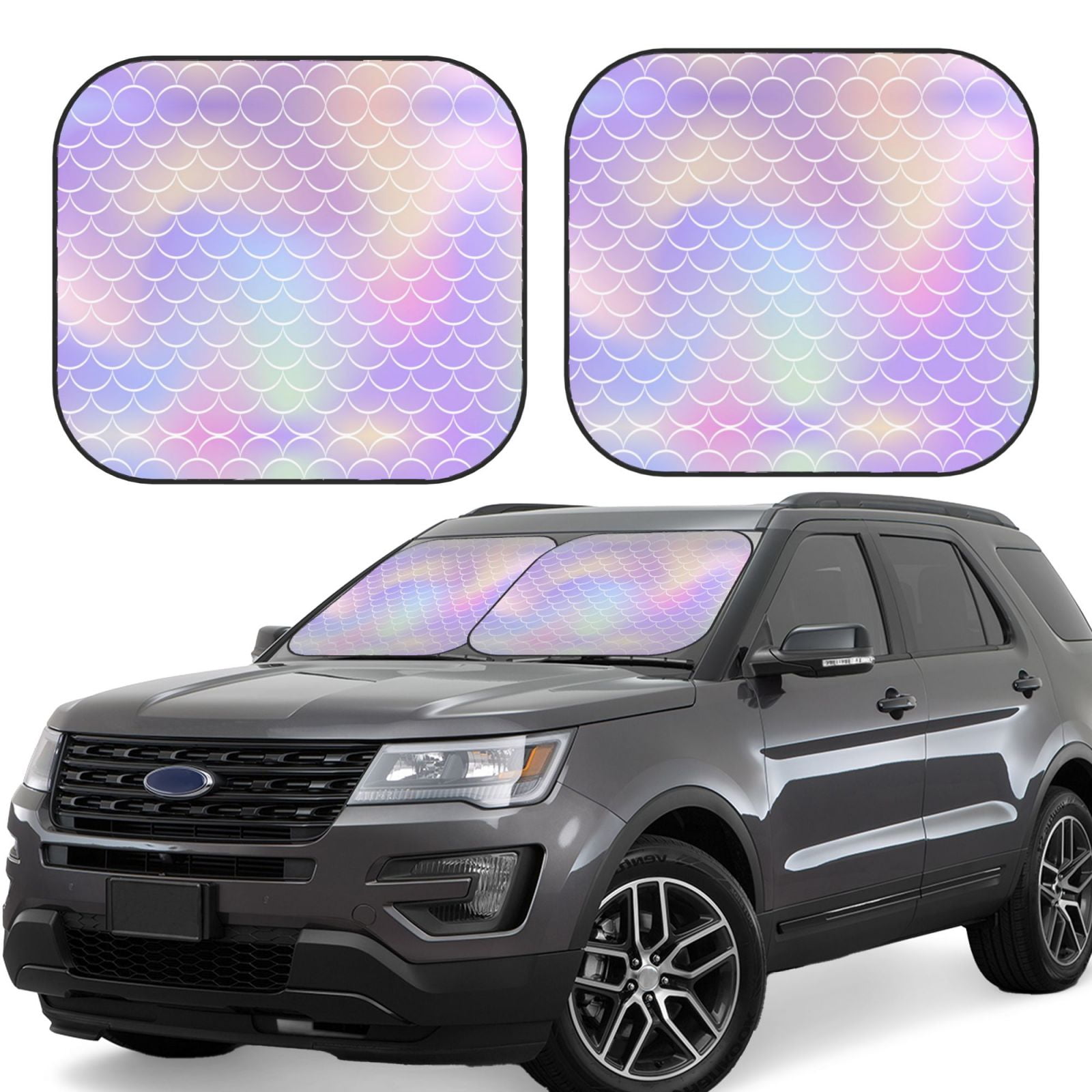 Car Windshield Sun Shade Foldable, Fish Scale1 2 Piece Car Sun Shade ...