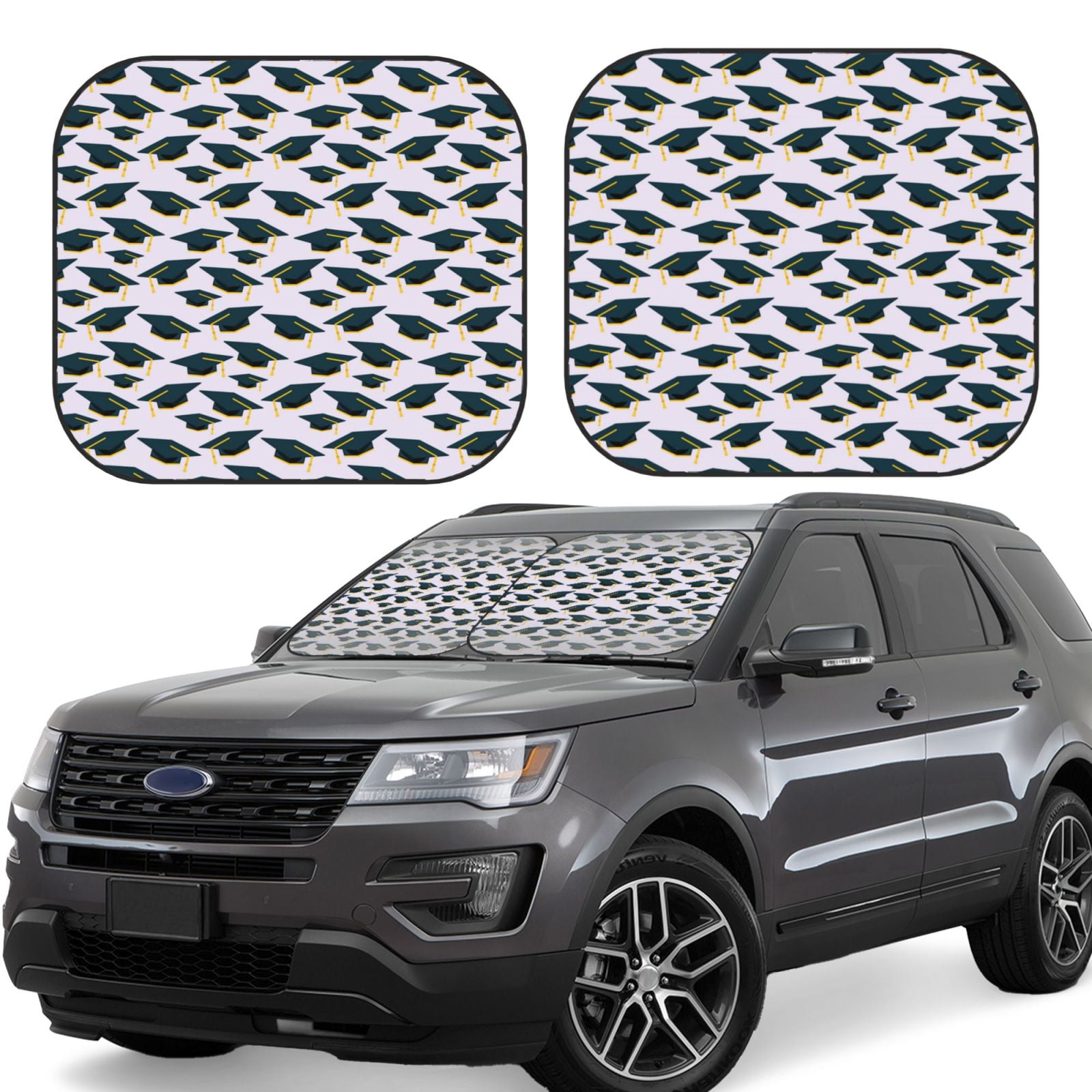 Car Windshield Sun Shade Foldable, Graduation Hats 2 Piece Car Sun ...