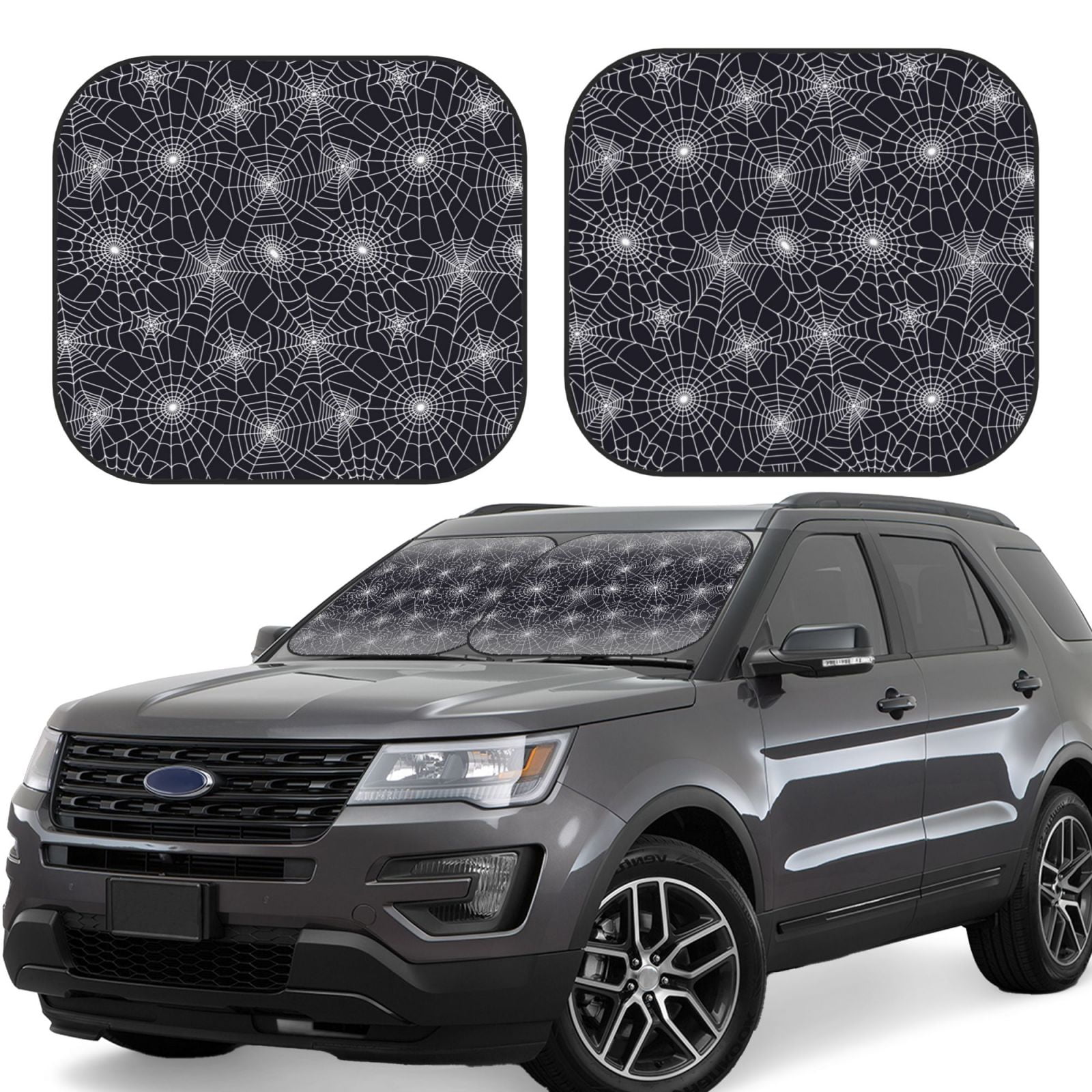 Car Windshield Sun Shade Foldable, Halloween spiderweb cobweb 2 Piece ...