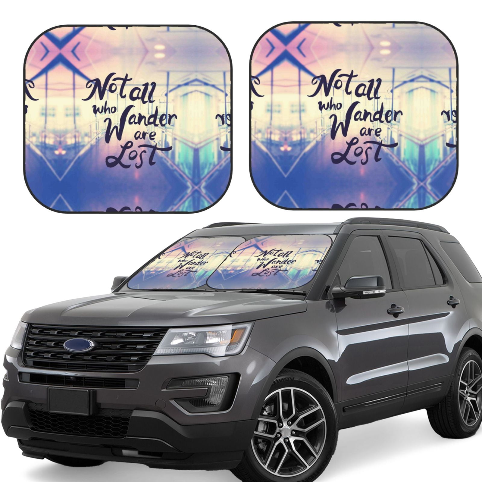Car Windshield Sun Shade Foldable, Not All Those Who Wander Are Lost 2 ...