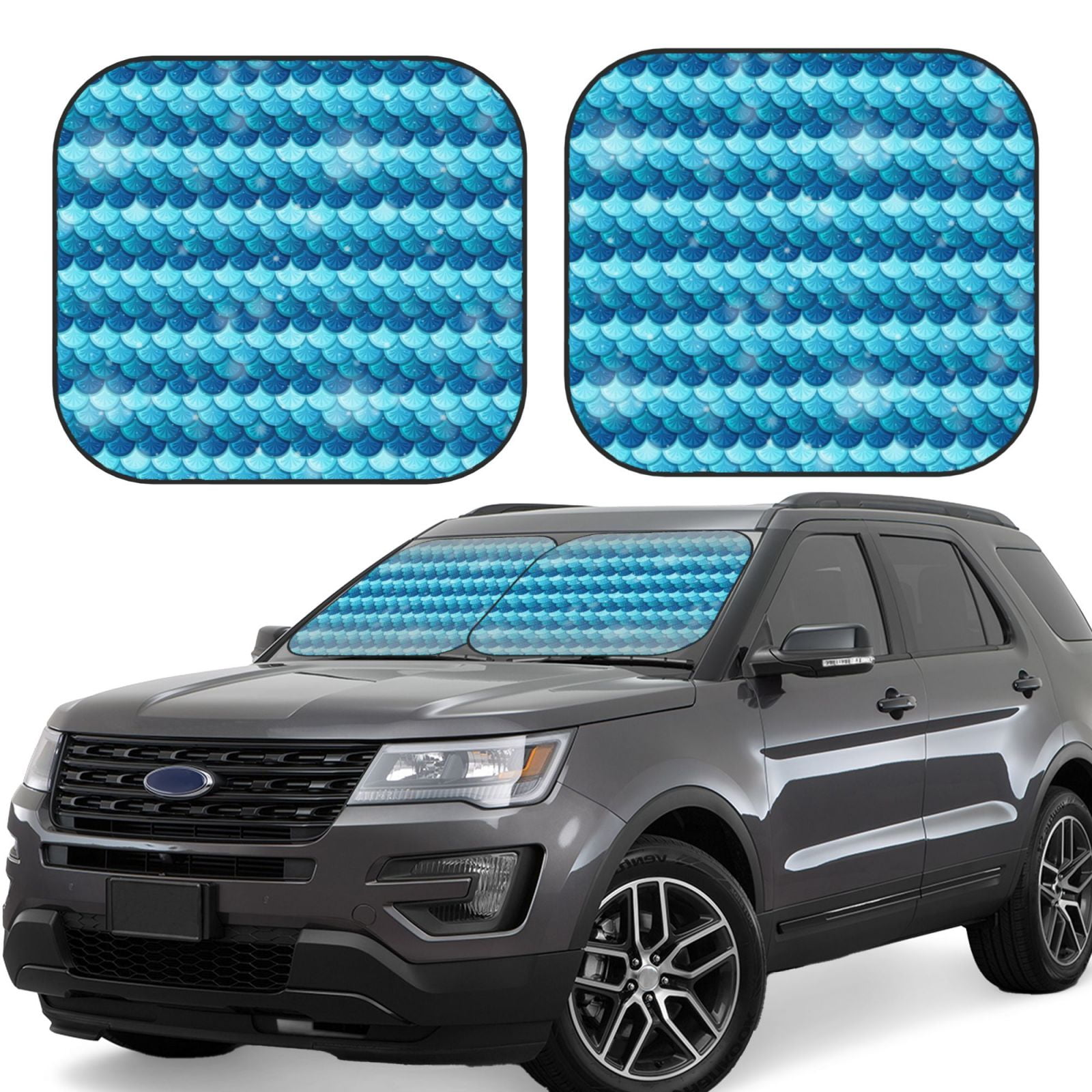 Car Windshield Sun Shade Foldable, Pearlescent Scales 2 Piece Car Sun ...