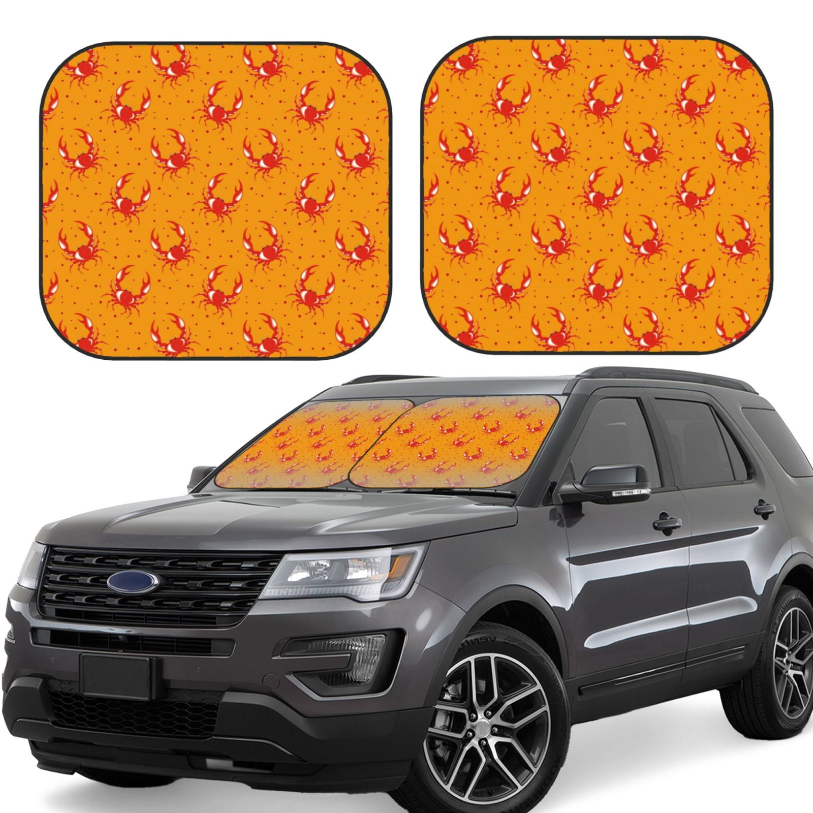 Car Windshield Sun Shade Foldable, Red Crab 2 Piece Car Sun Shade ...