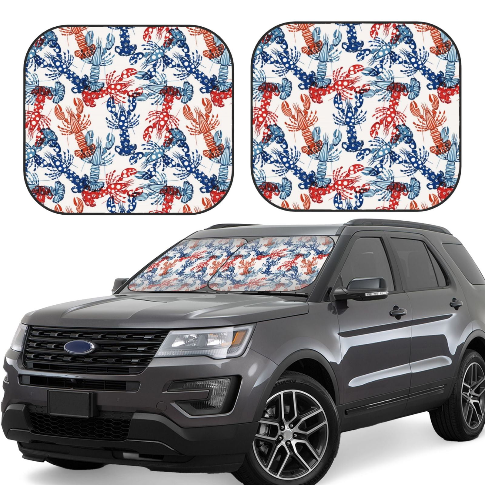 Car Windshield Sun Shade Foldable, Red Lobster 2 Piece Car Sun Shade ...