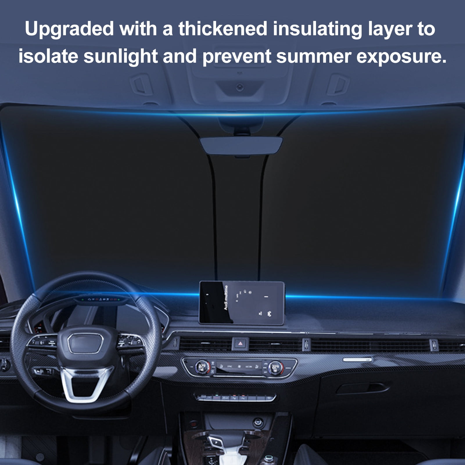 For Car Windshield Sun Shade, Foldable Titanium Silver Sun Blocker ...