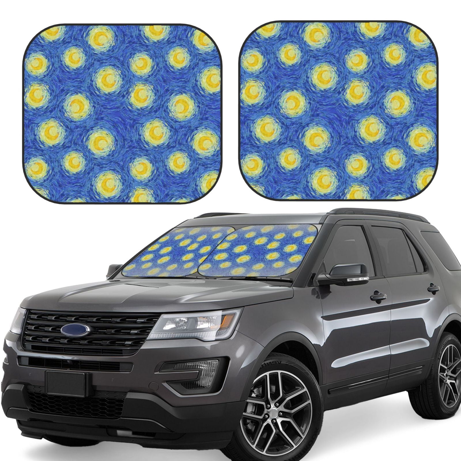 Car Windshield Sun Shade Foldable, abstract yellow moon blue sky 2 ...