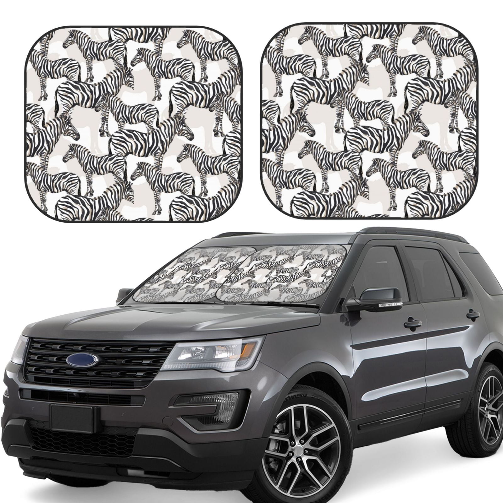 Car Windshield Sun Shade Foldable, vintage zebra cool 2 Piece Car Sun ...