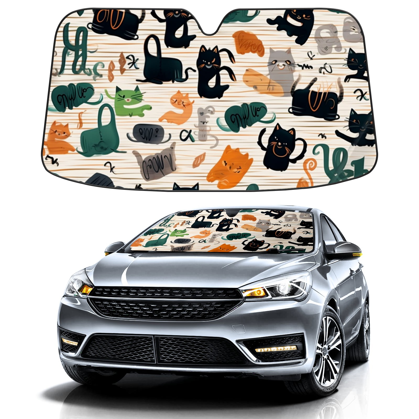 Car Windshield Sun Shade For Front Window ANIMAL PRINT Foldable Vehicle ...
