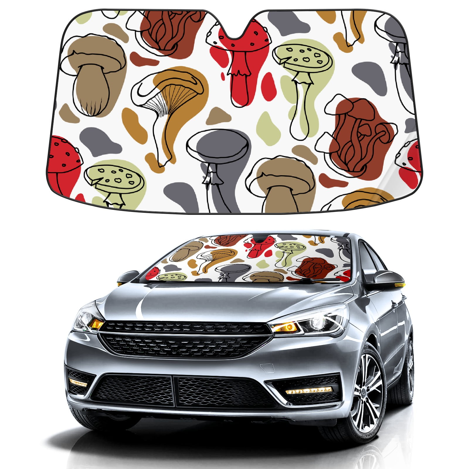 Car Windshield Sun Shade For Front Window Abstract Mushroom Art ...