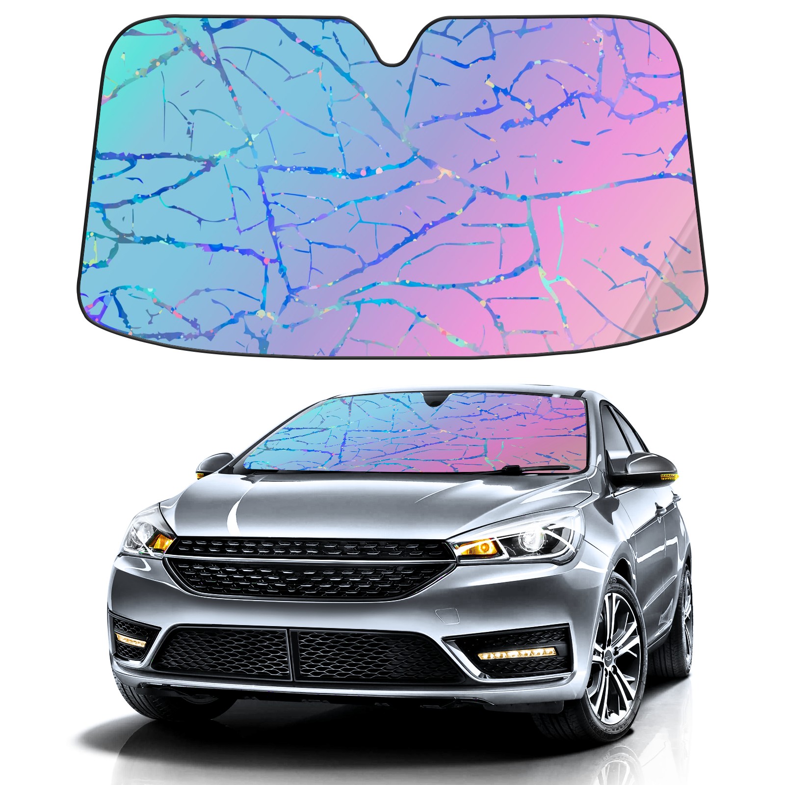 Car Windshield Sun Shade For Front Window Abstract Rainbow Lines ...