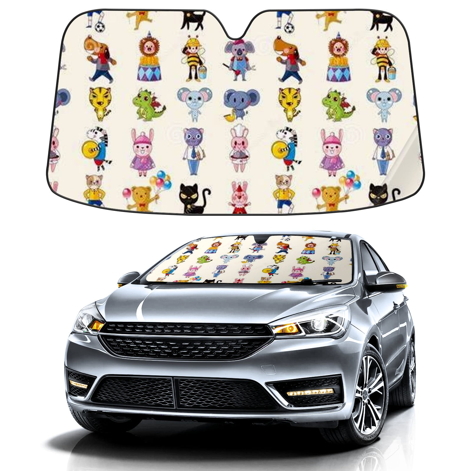Car Windshield Sun Shade For Front Window Animal Print Foldable Vehicle ...