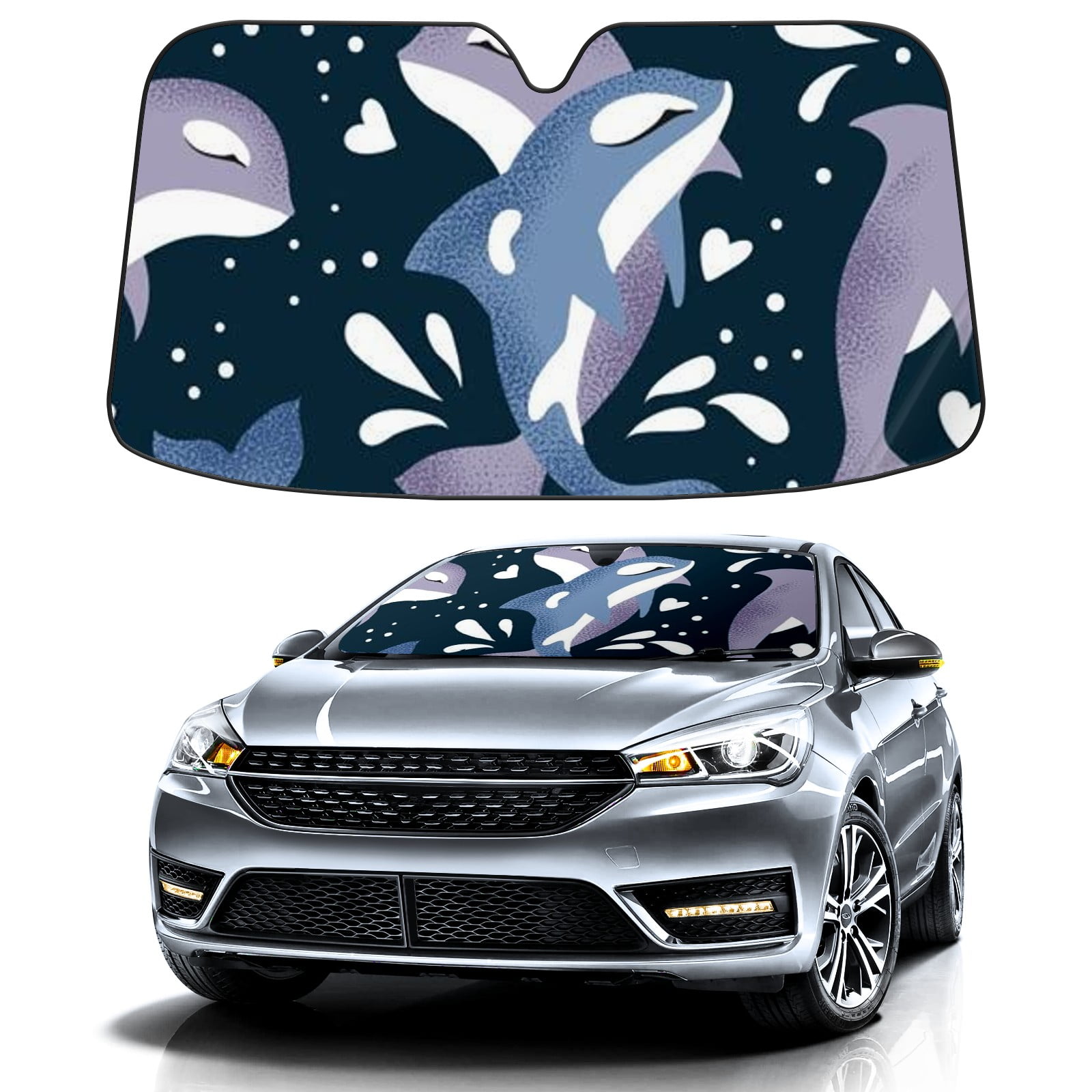 Car Windshield Sun Shade For Front Window Animal Print Foldable Vehicle ...