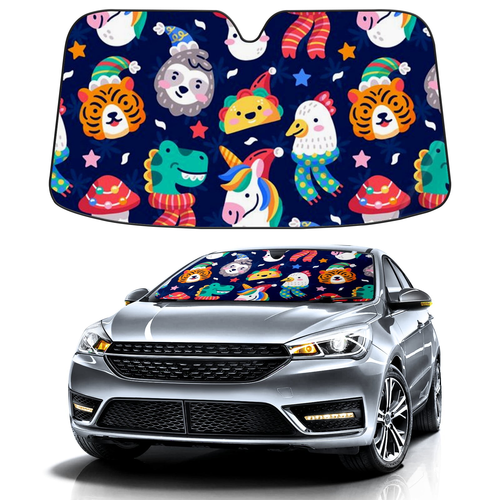 Car Windshield Sun Shade For Front Window Animal Print Foldable Vehicle ...