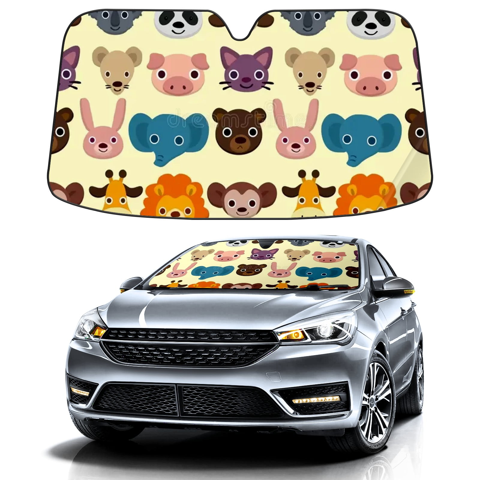 Car Windshield Sun Shade For Front Window Animal Print Foldable Vehicle ...