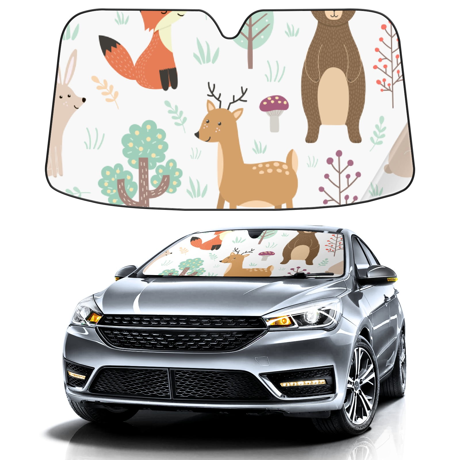 Car Windshield Sun Shade For Front Window Animals Foldable Vehicle ...