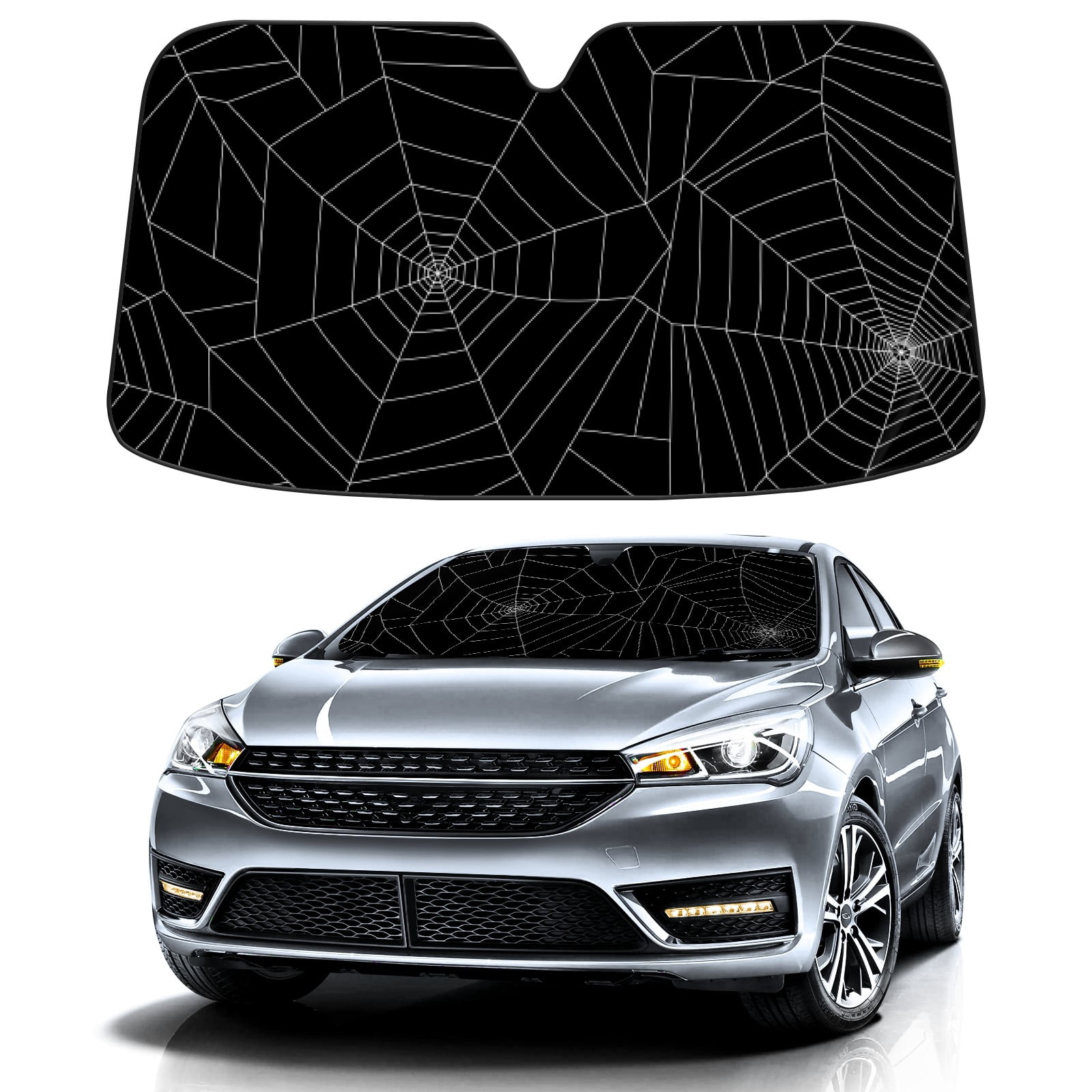 Car Windshield Sun Shade For Front Window Balck And White Spiderweb ...