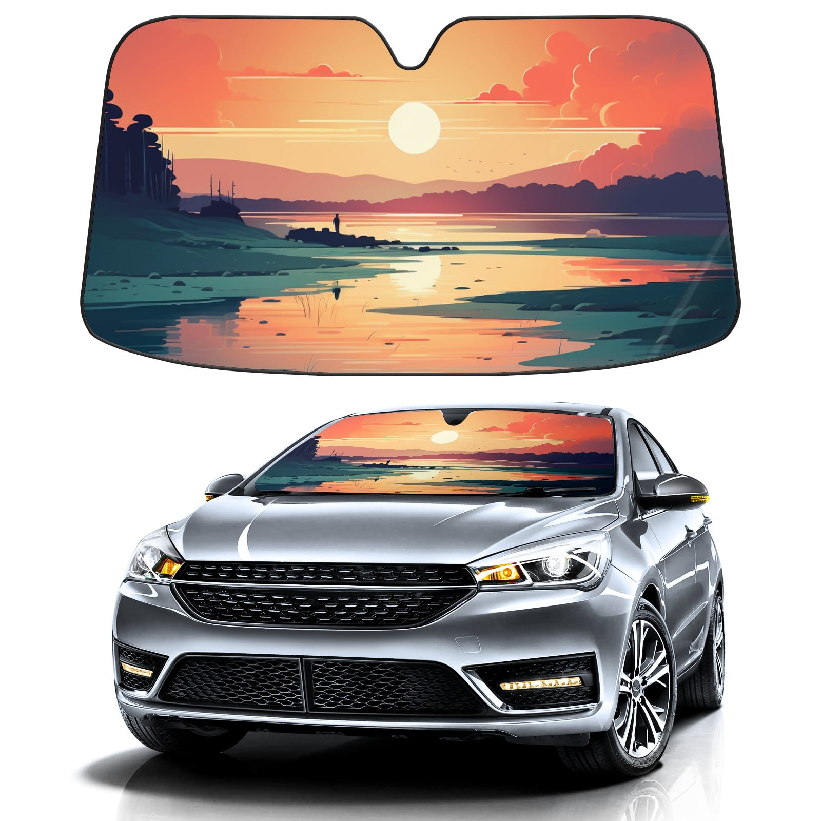Car Windshield Sun Shade For Front Window Beach1 Foldable Vehicle ...