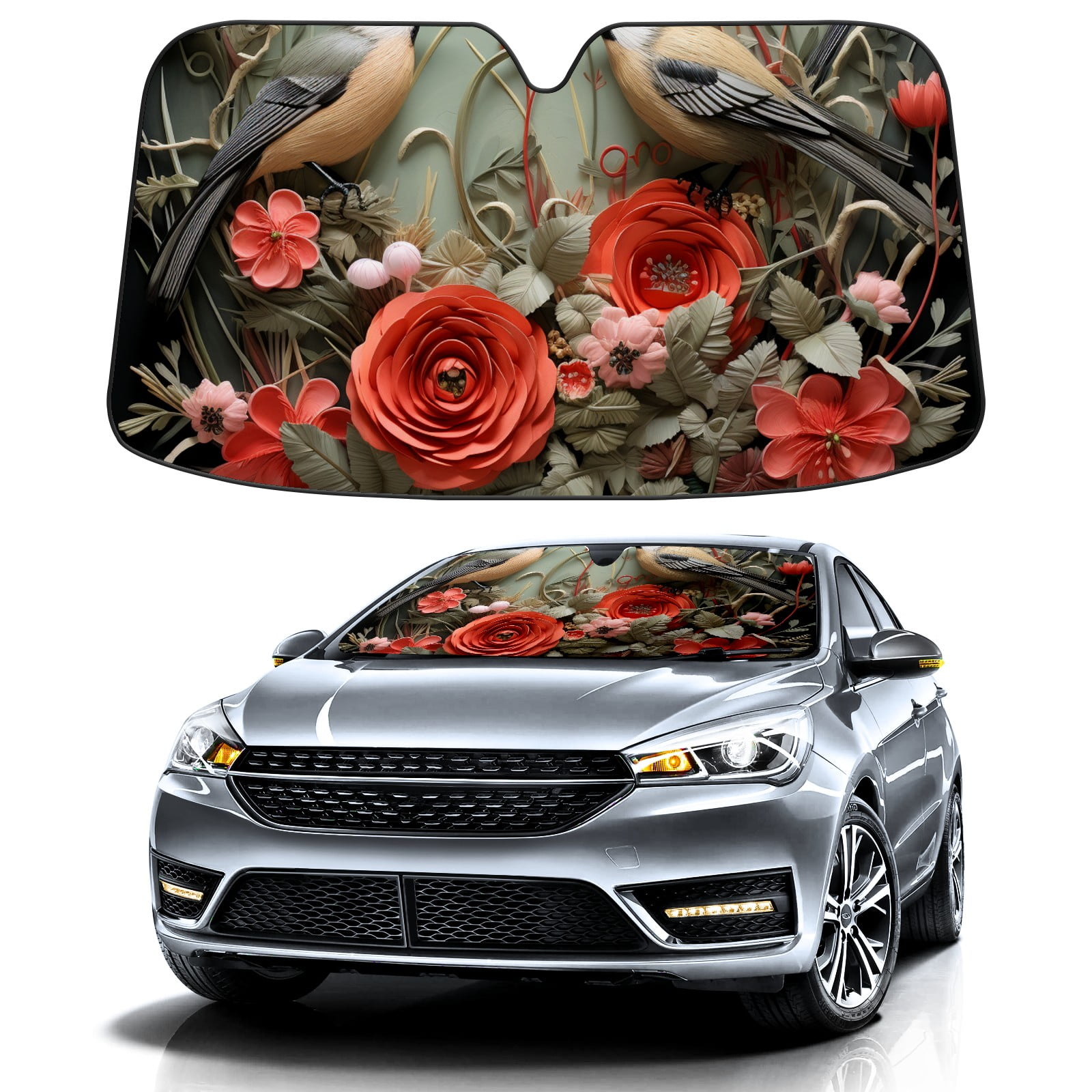 Car Windshield Sun Shade For Front Window Birds4 Foldable Vehicle ...