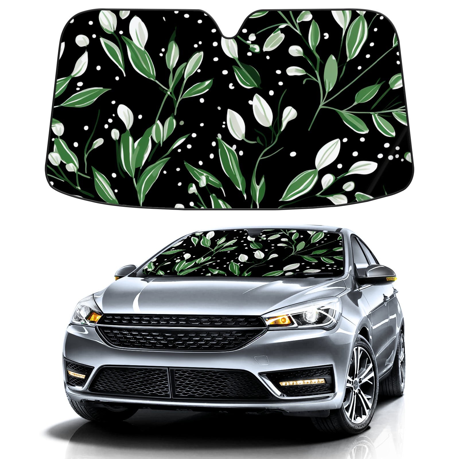 Car Windshield Sun Shade For Front Window Black Grass 1 Foldable ...