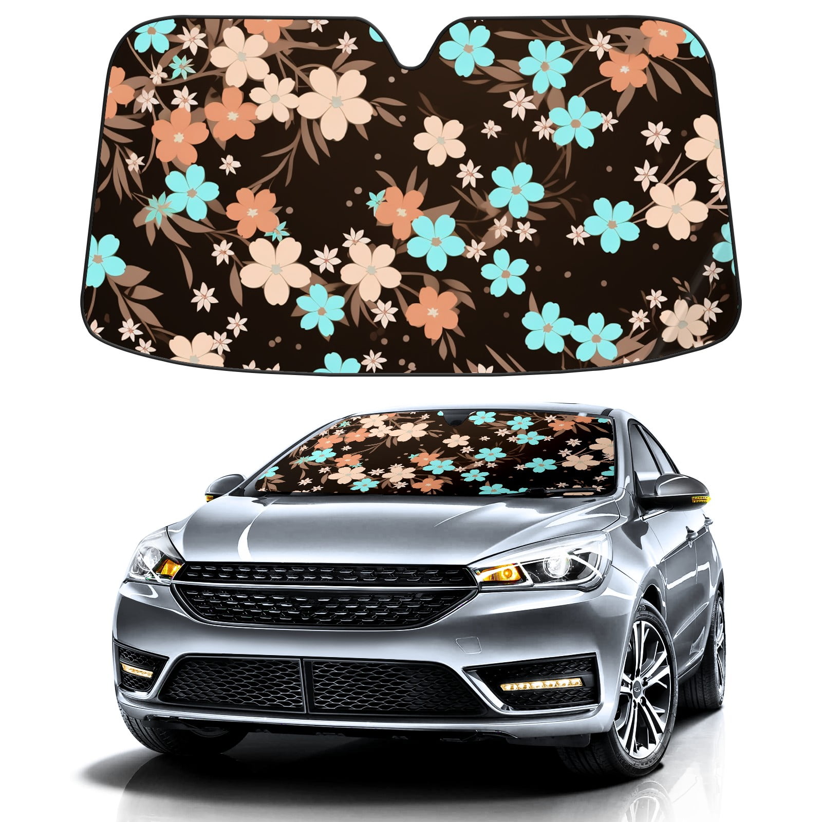 Car Windshield Sun Shade For Front Window Bright Flowers Foldable ...