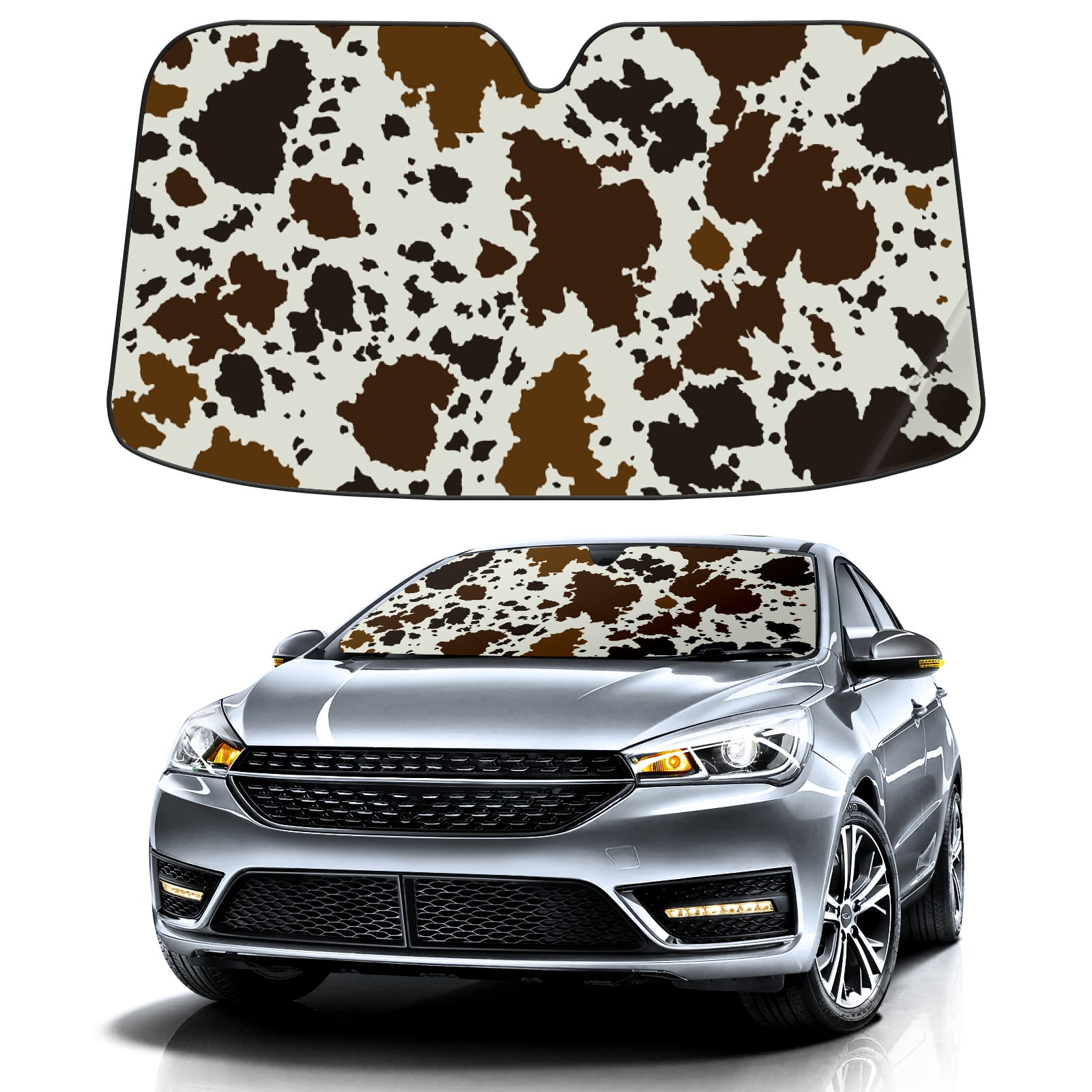 Car Windshield Sun Shade For Front Window Brown And Black Cow Print ...