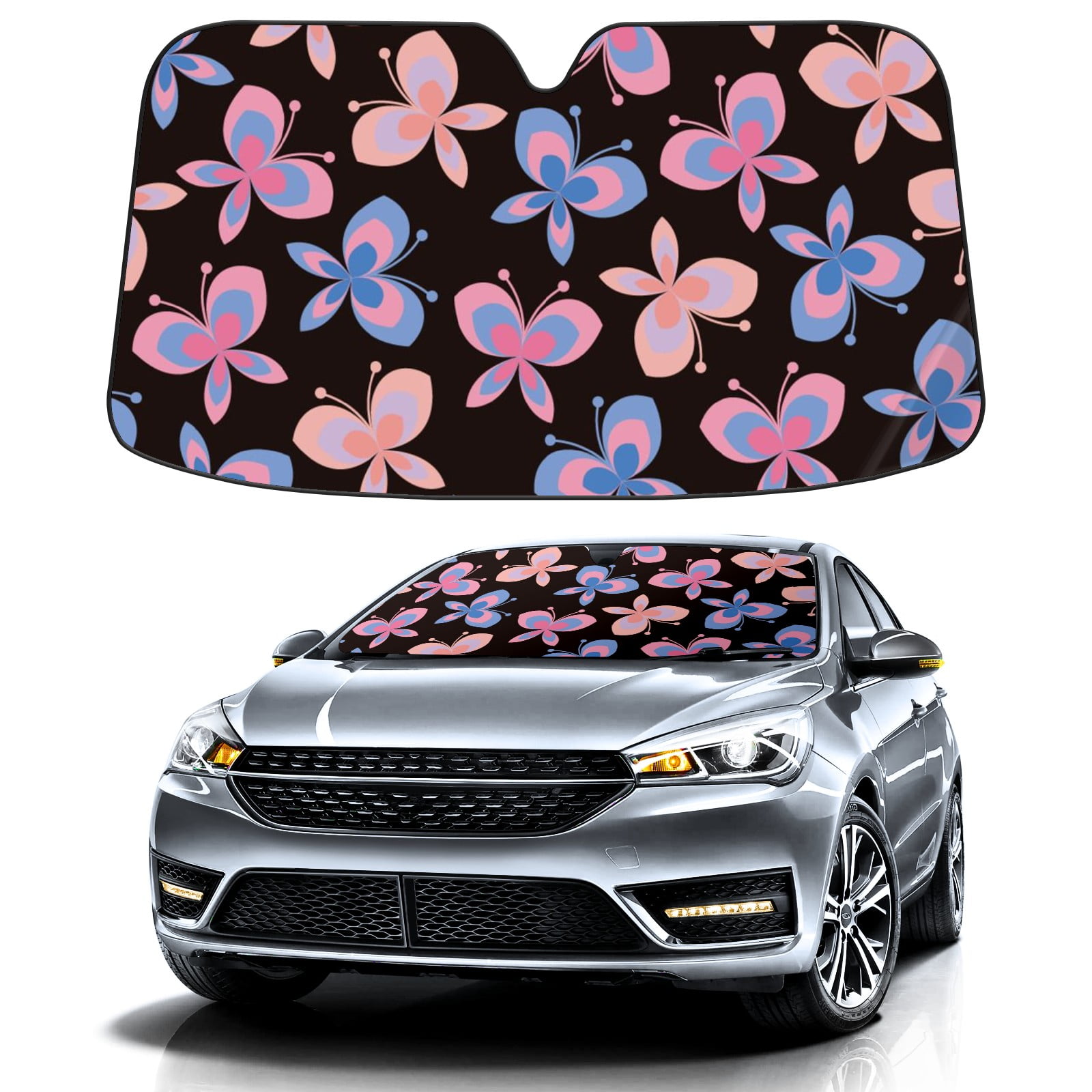 Car Windshield Sun Shade For Front Window Butterfly Foldable Vehicle ...