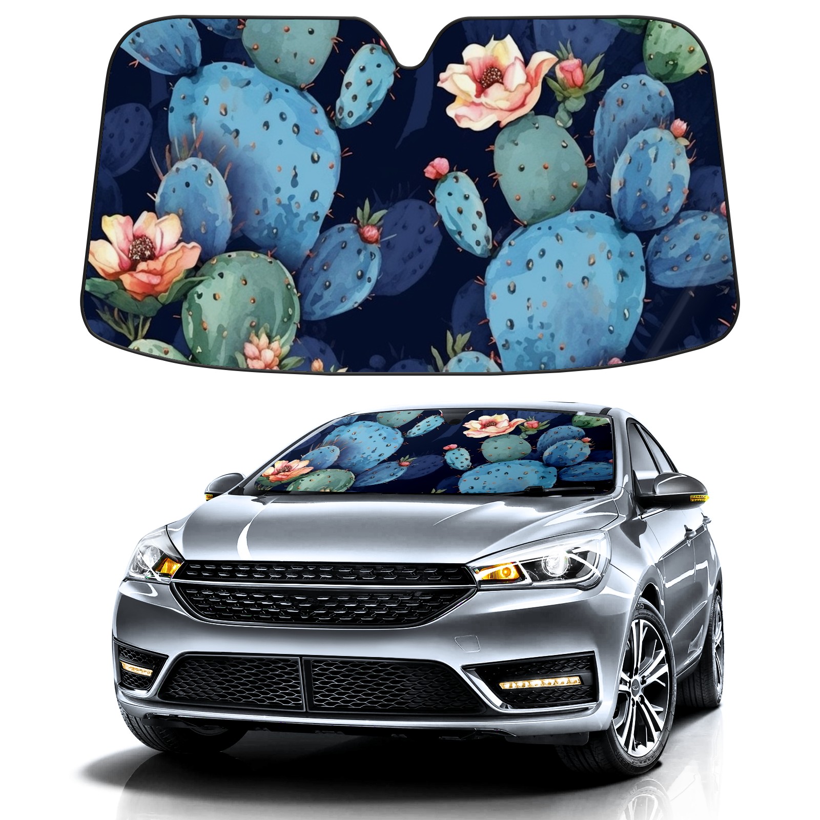 Car Windshield Sun Shade For Front Window Cactus Foldable Vehicle Windshield Car Sun Visor ...