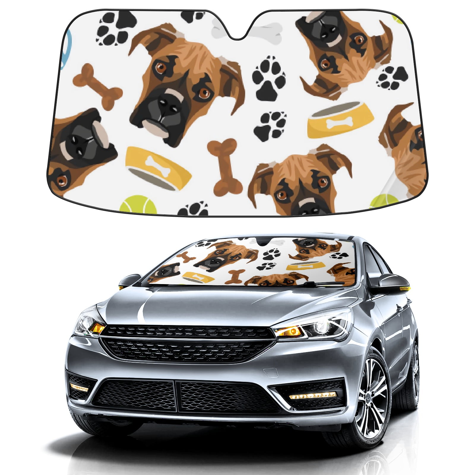 Car Windshield Sun Shade For Front Window Cartoon Cute Dog Foldable ...