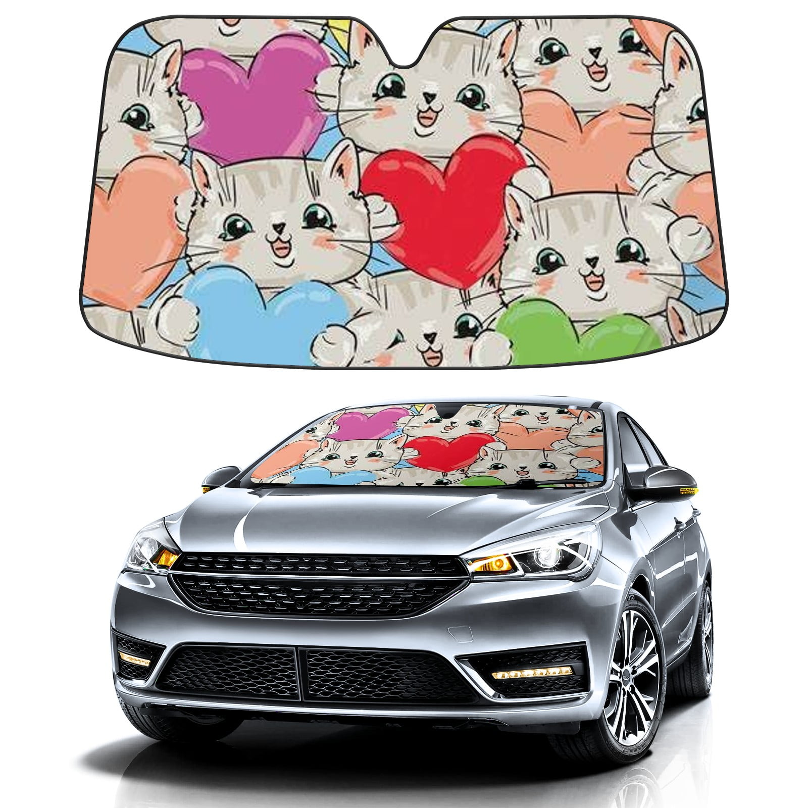 Car Windshield Sun Shade For Front Window Cat Foldable Vehicle ...