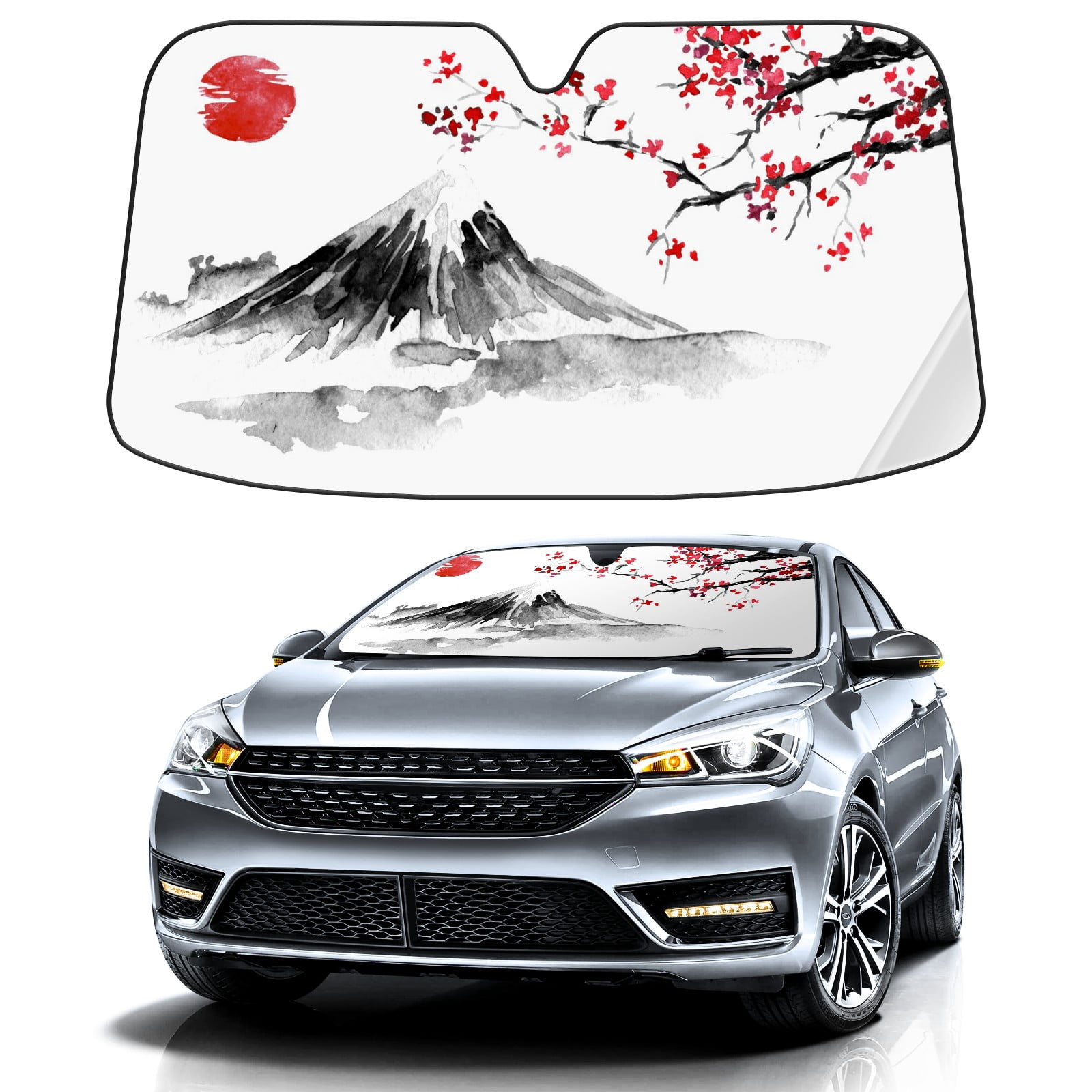 Car Windshield Sun Shade For Front Window Cherry Blossoms Mount Fuji ...