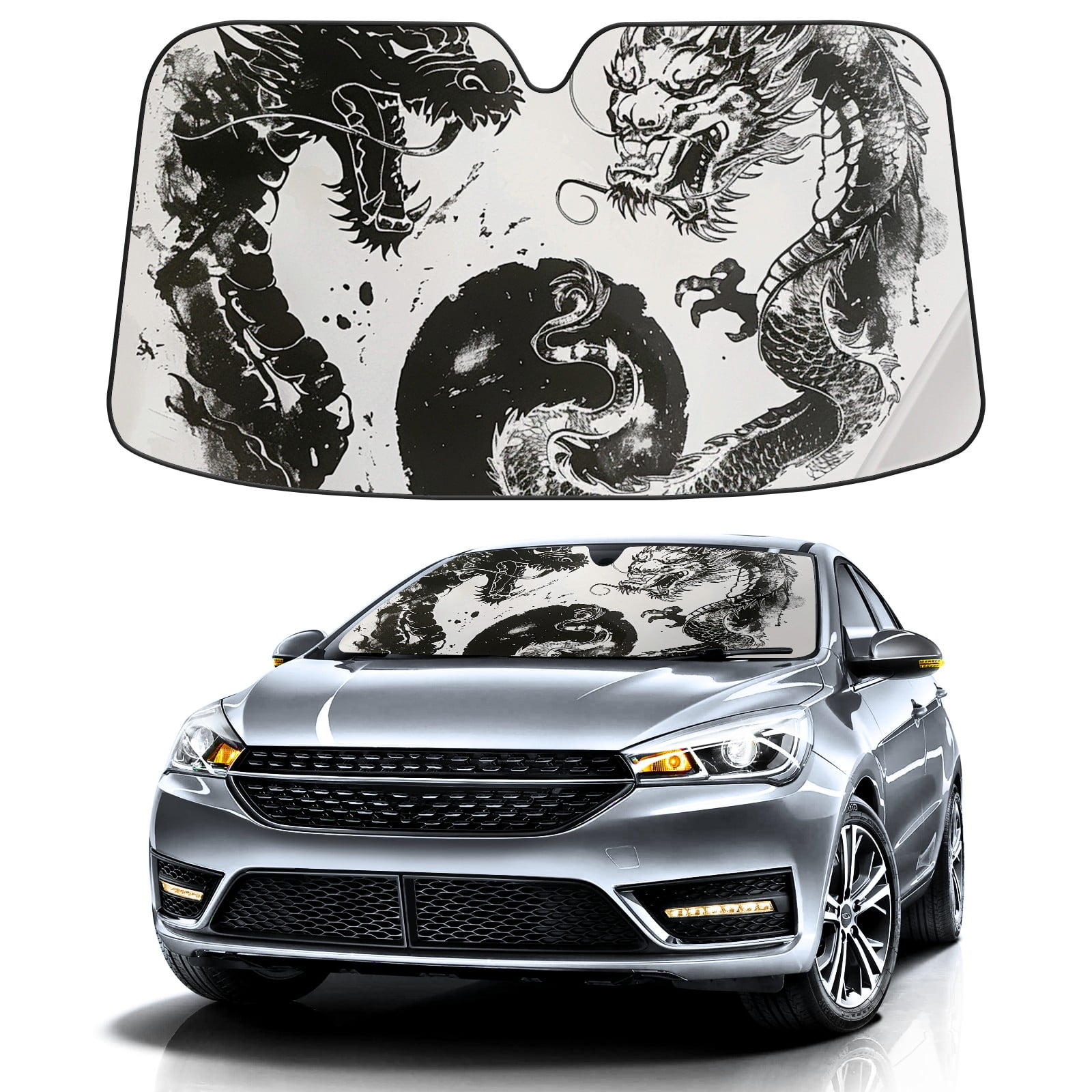 Car Windshield Sun Shade For Front Window Chinese Dragon (5) Foldable ...