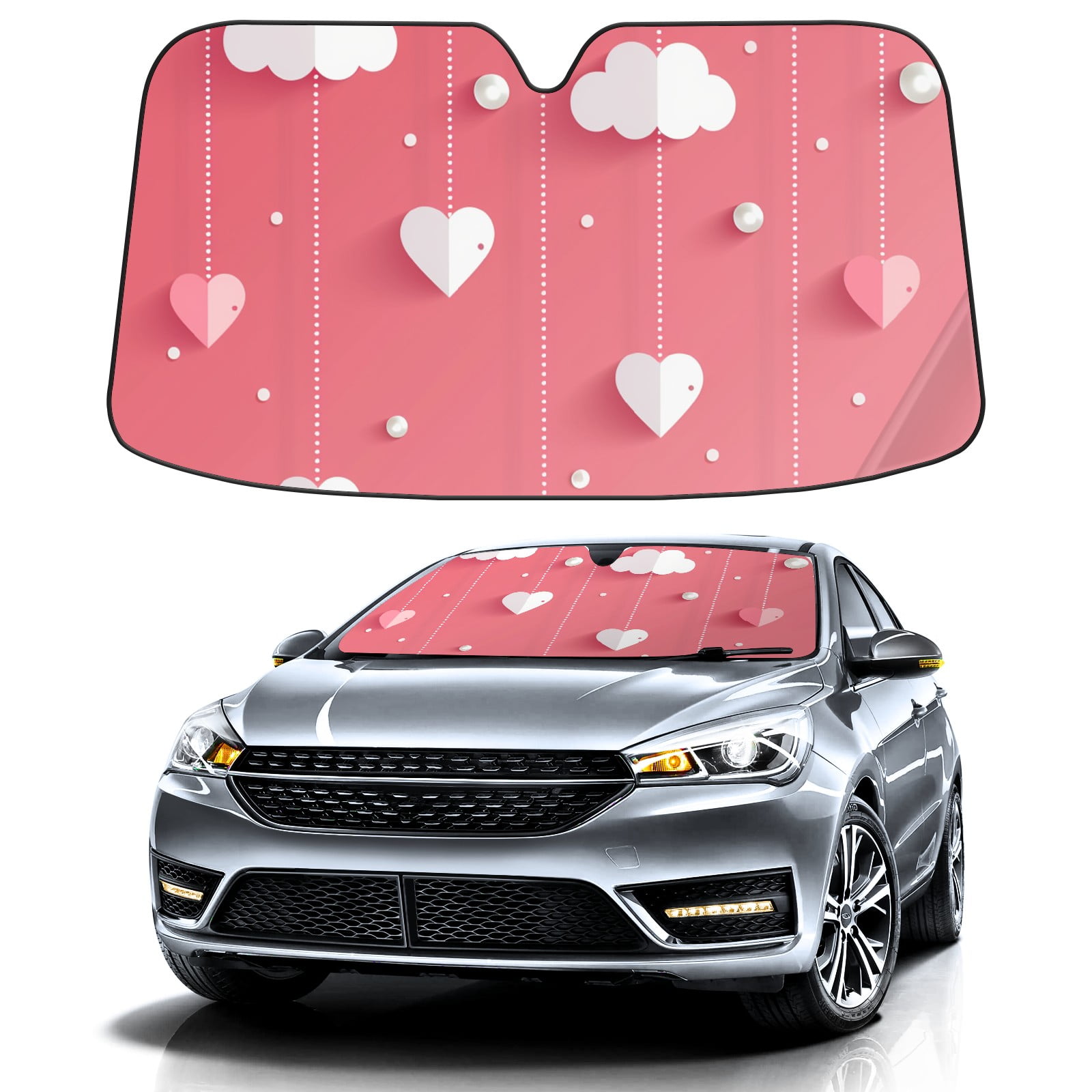 Car Windshield Sun Shade For Front Window Clouds And Hearts (5 ...