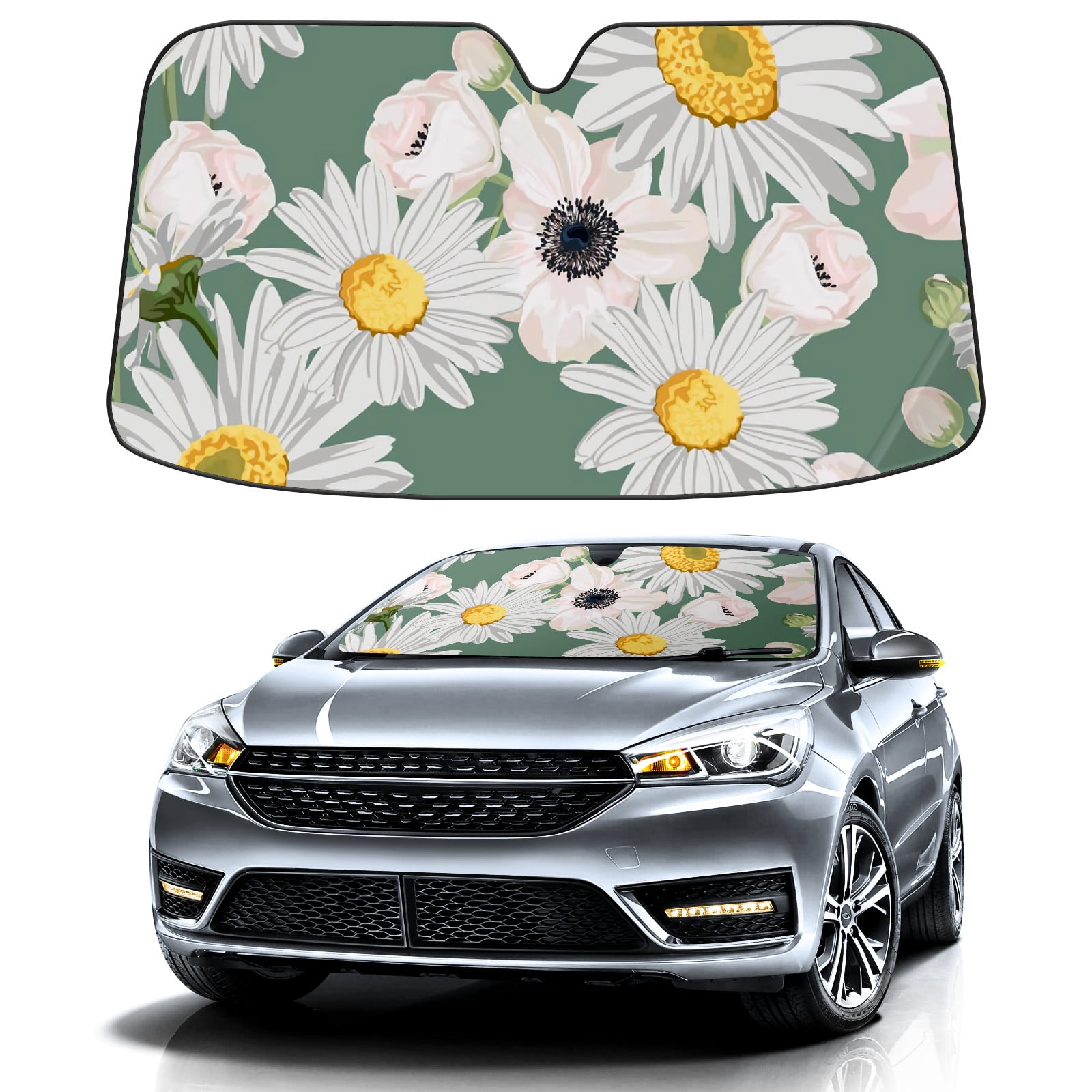 Car Windshield Sun Shade For Front Window Common Chrysanthemum Foldable ...