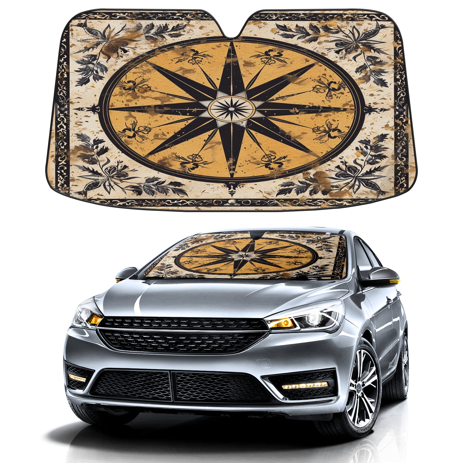 Car Windshield Sun Shade For Front Window Compass (5) Foldable Vehicle ...