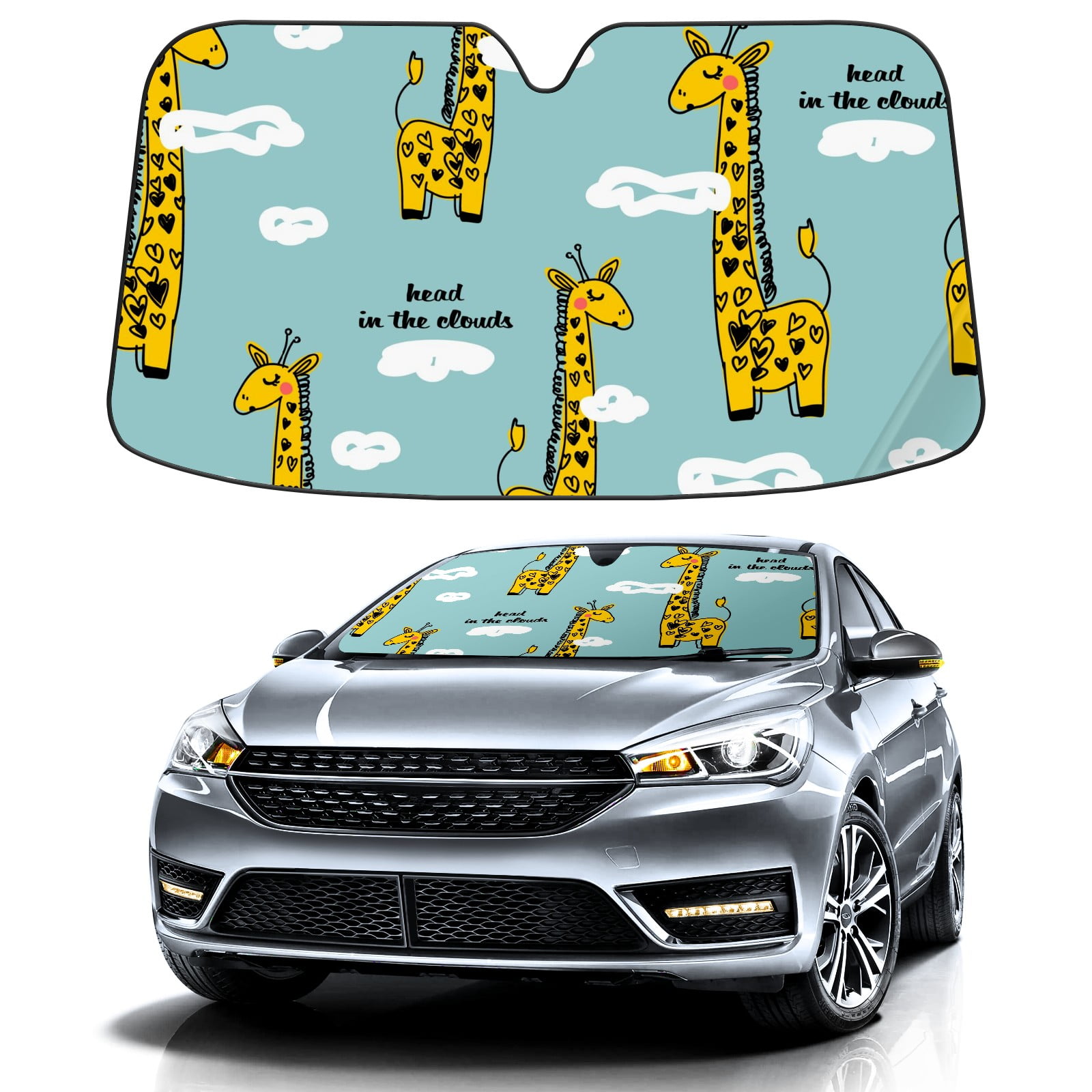 Car Windshield Sun Shade For Front Window Cute Giraffe And Cloud ...