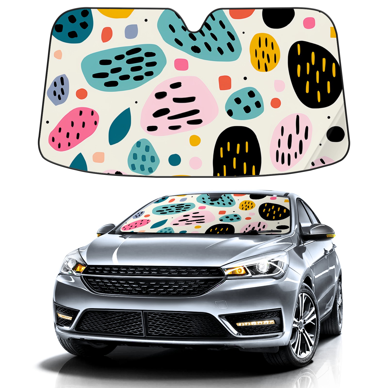 Car Windshield Sun Shade For Front Window Cute Illustration (1 ...