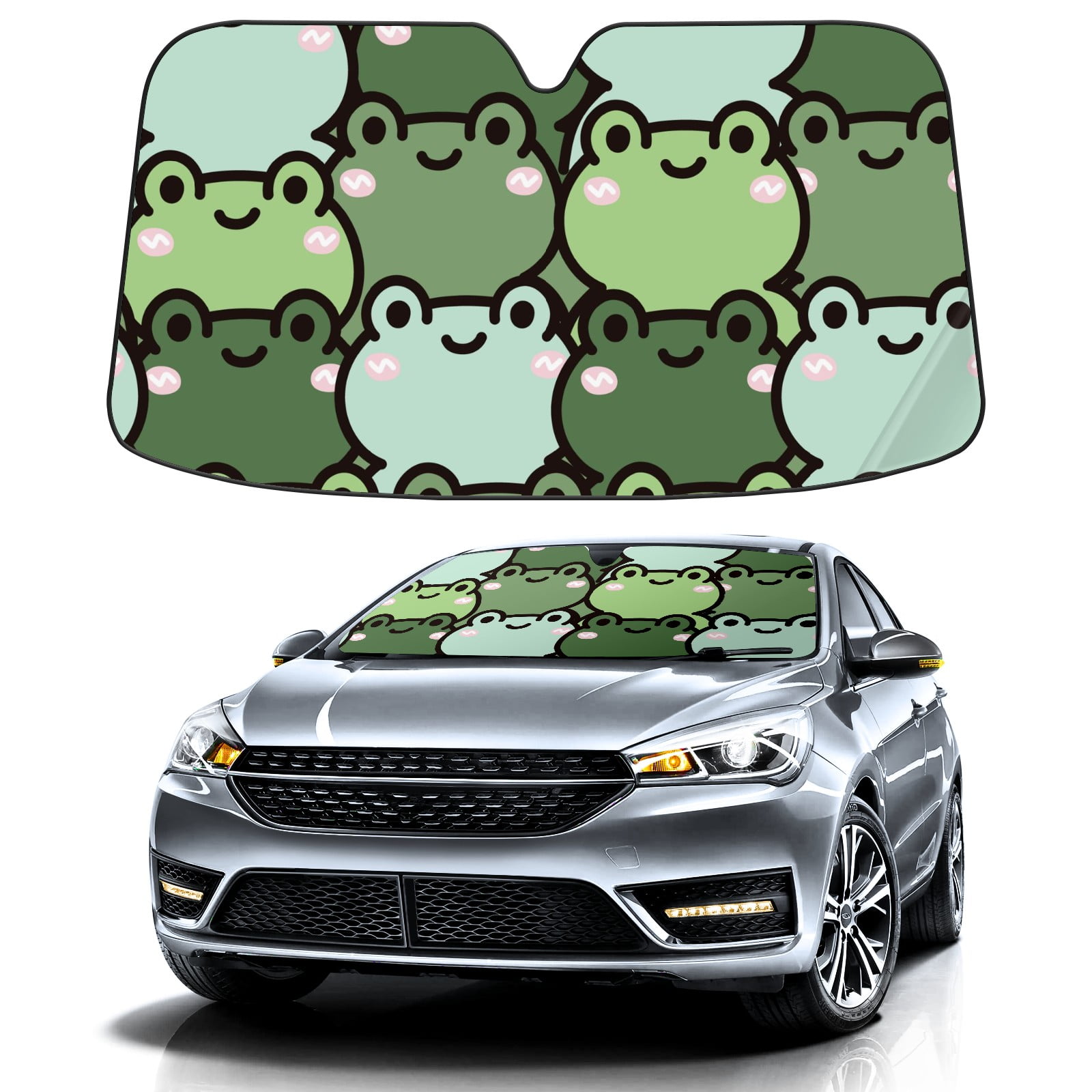 Car Windshield Sun Shade For Front Window Cute Kawaii Frog Face ...