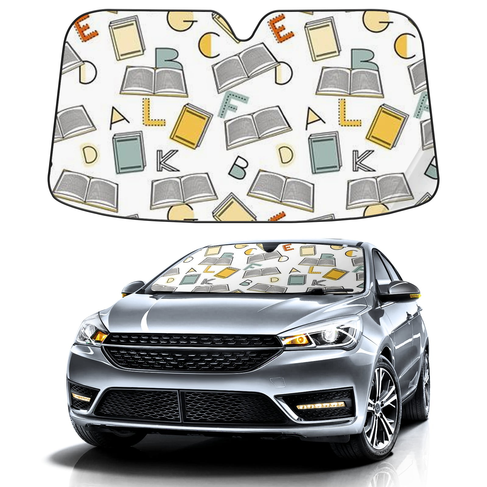 Car Windshield Sun Shade For Front Window Cute Letter Foldable Vehicle ...