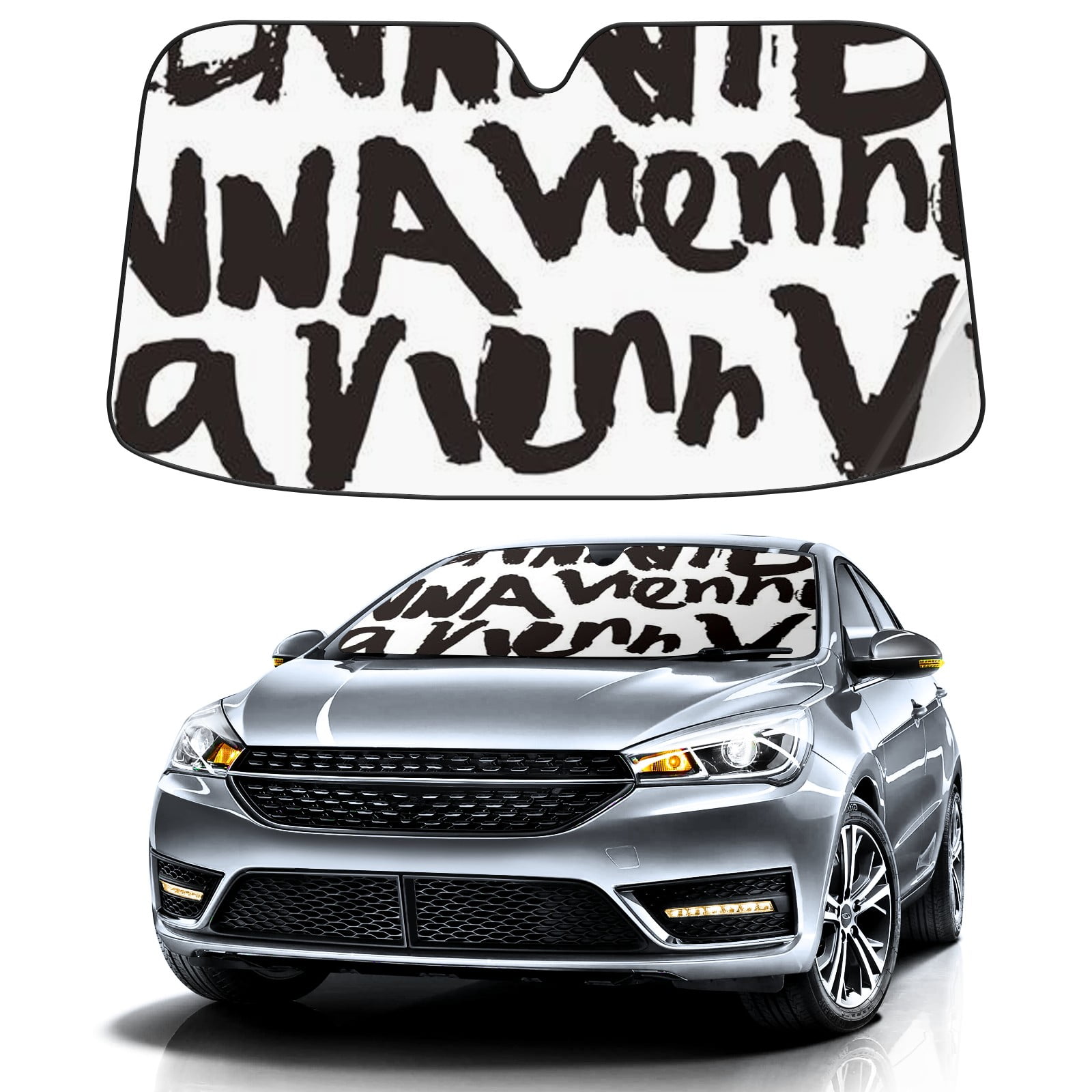 Car Windshield Sun Shade For Front Window Cute Letter Foldable Vehicle ...