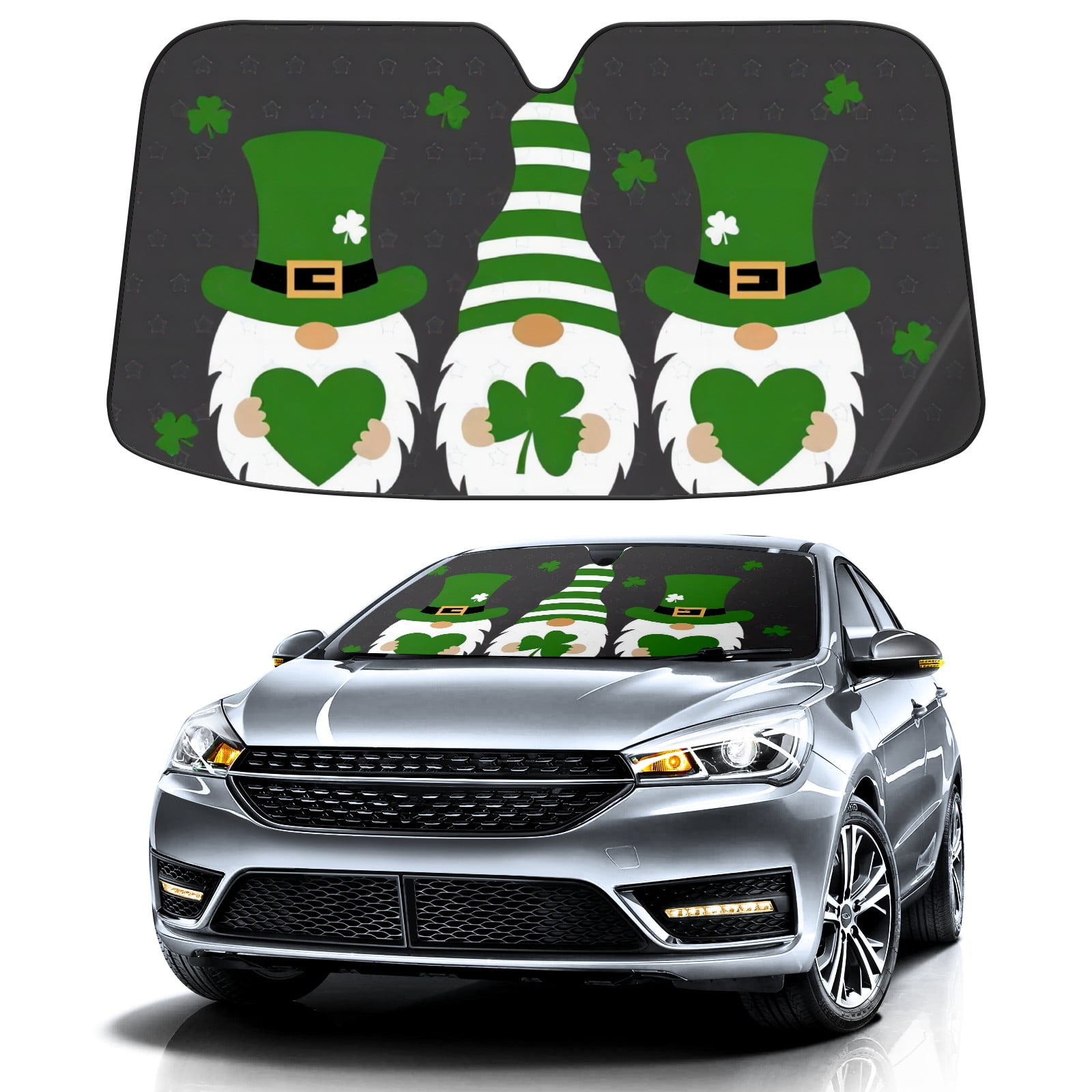 Car Windshield Sun Shade For Front Window Cute St Patrick Gnome ...