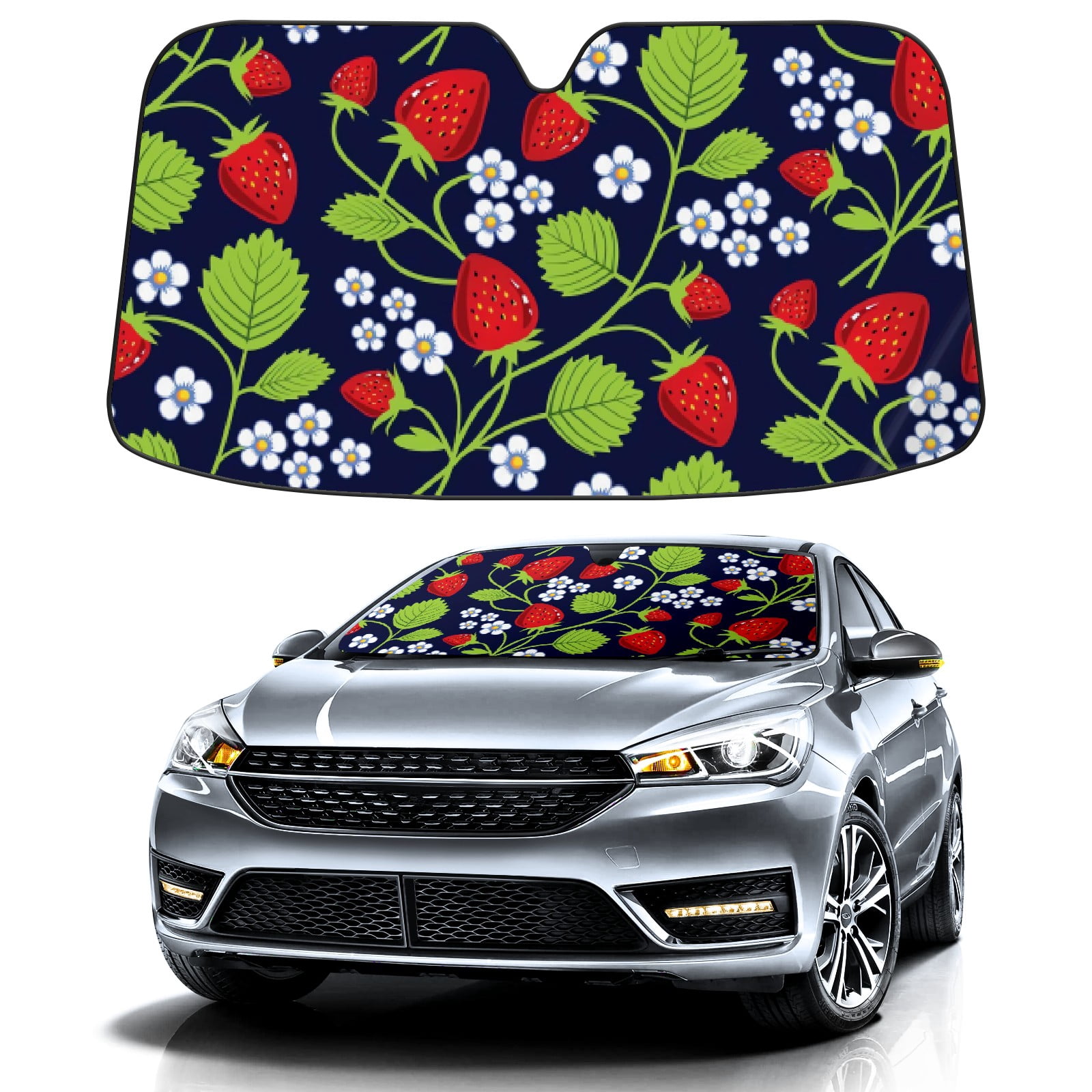 Car Windshield Sun Shade For Front Window Dark Bottom Strawberry ...