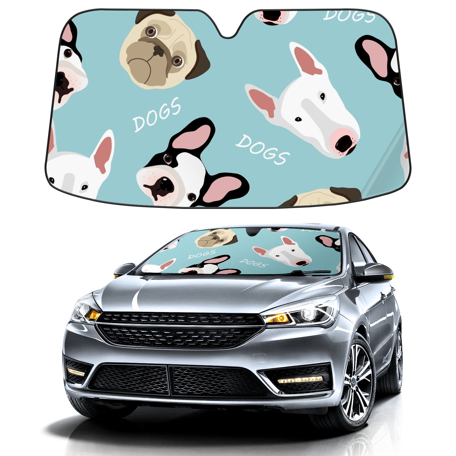 Car Windshield Sun Shade For Front Window Dogs Foldable Vehicle ...