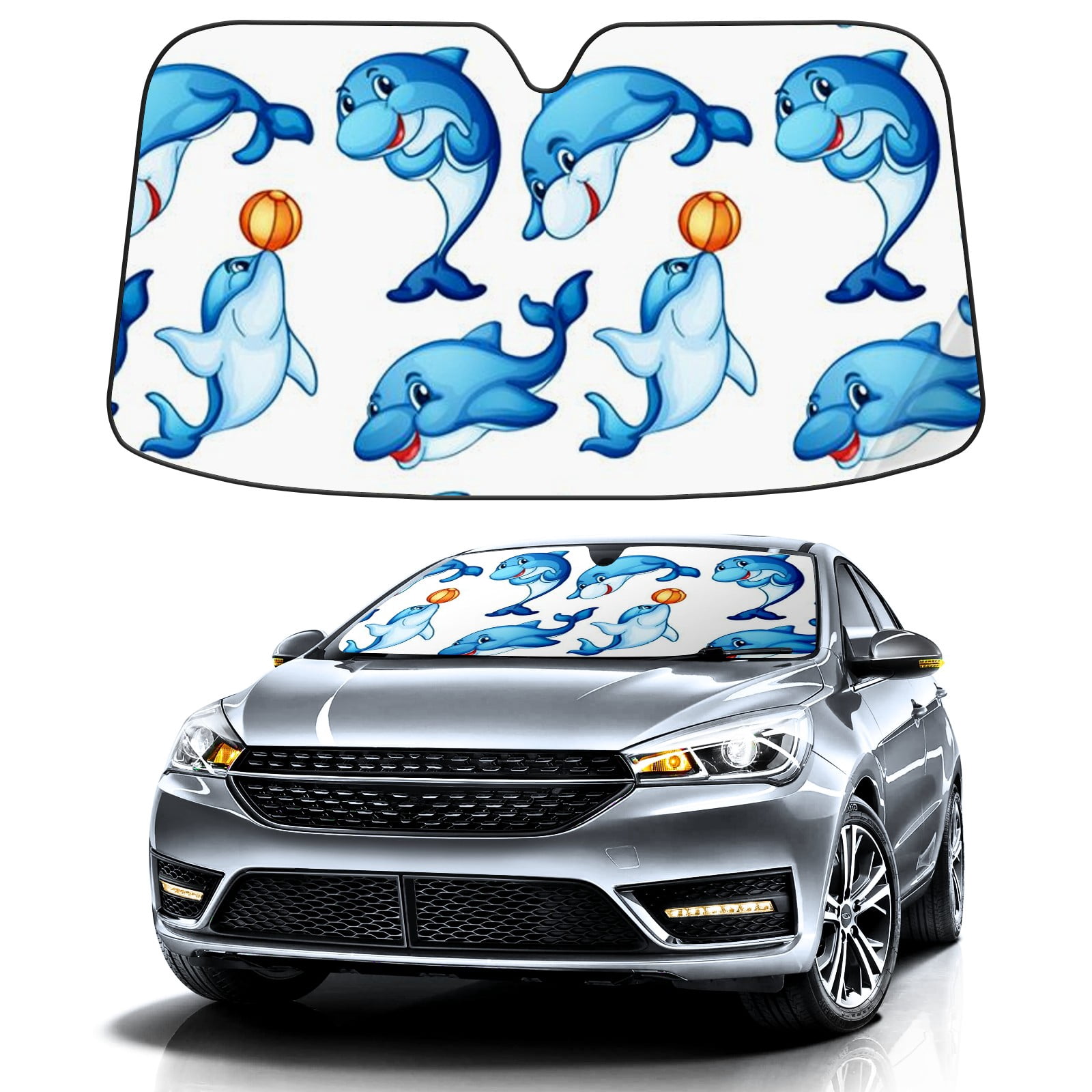 Car Windshield Sun Shade For Front Window Dolphin Foldable Vehicle ...