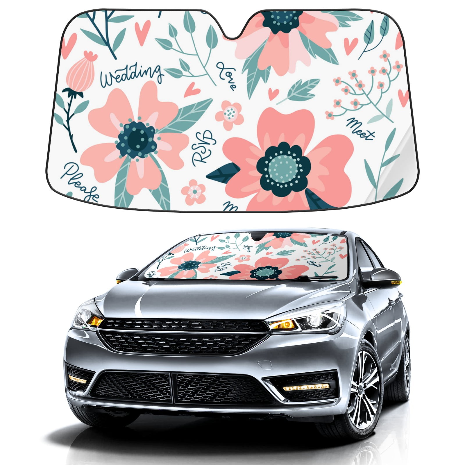 Car Windshield Sun Shade For Front Window Flower Foldable Vehicle ...