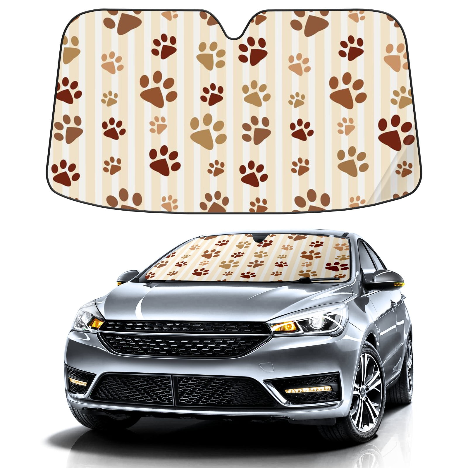 Car Windshield Sun Shade For Front Window Footprint Foldable Vehicle ...